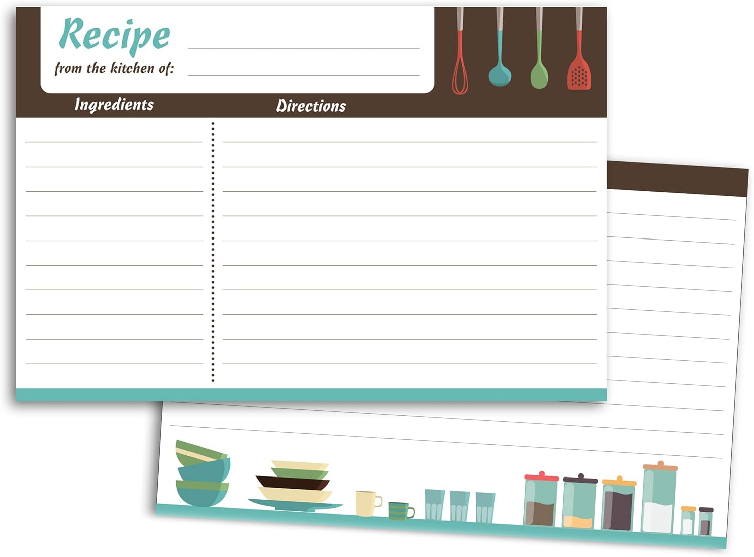 Amazon.com: Home Advantage 50 Modern Kitchen Recipe Cards, 4x6 Double ...