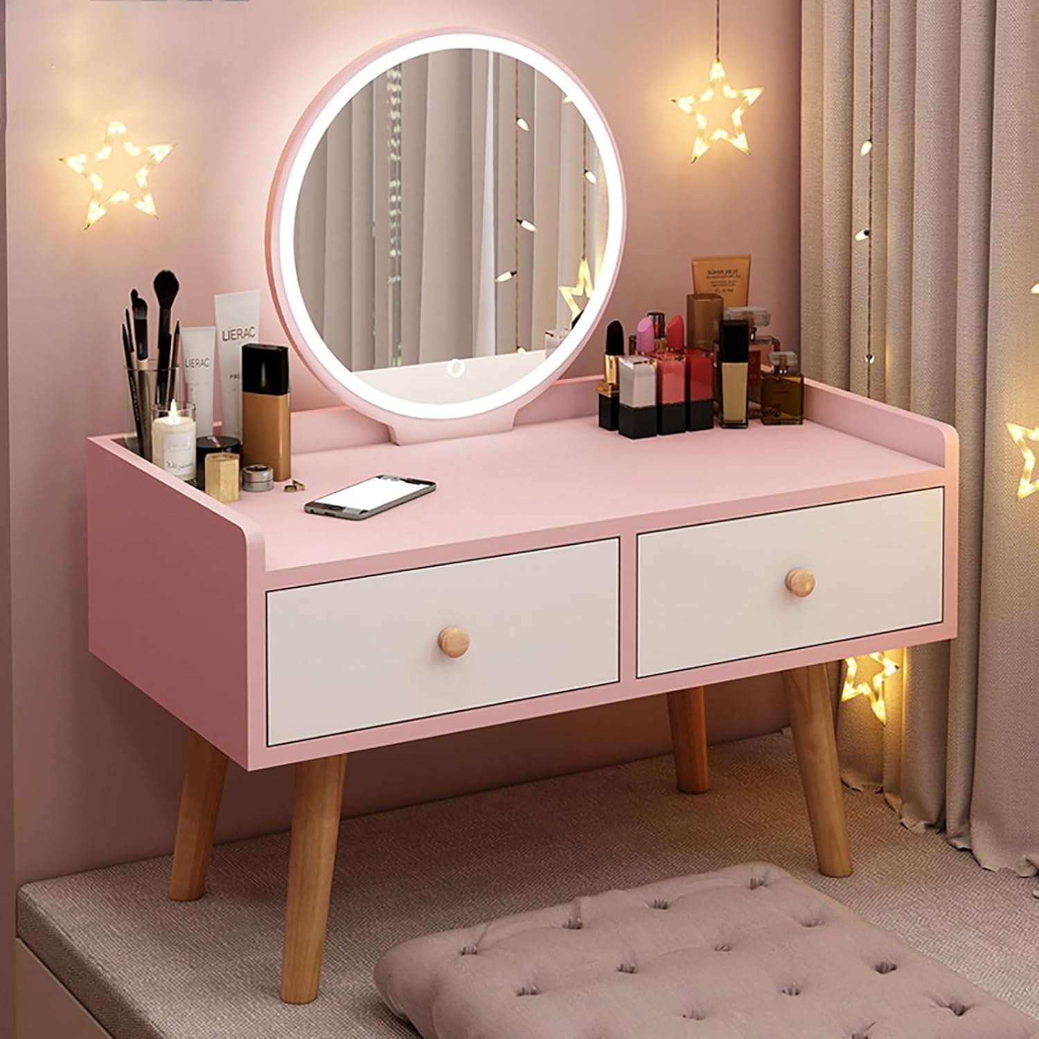 PASPRT Dressing Table Set, Vanity Makeup Desk Girls Dressing Table with ...