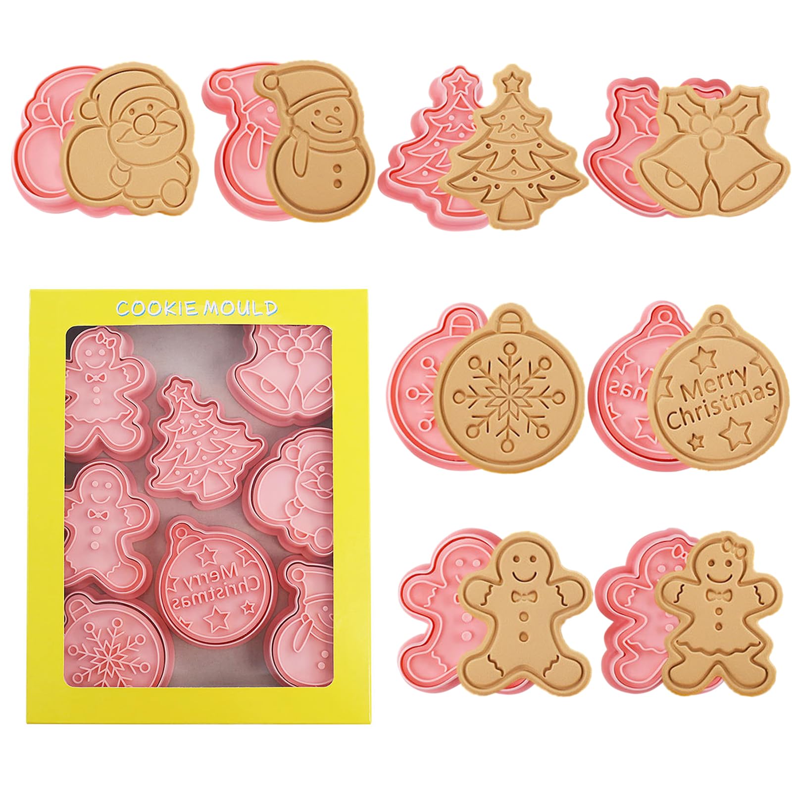 Amazon.com: Christmas Cookie Cutter Set, 3d Pressable Mini Christmas ...