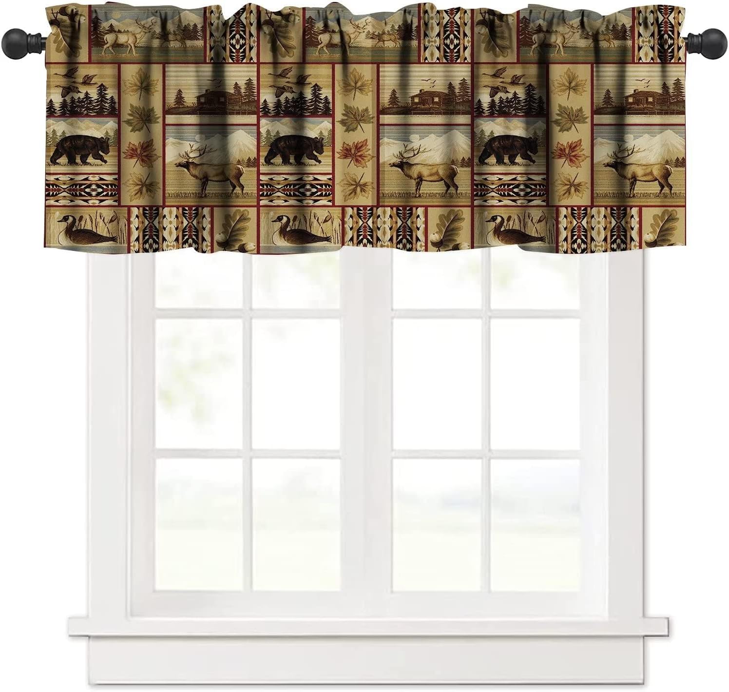 Amazon.com: Rustic Moose Deer Window Valance,Vintage Country Cottage ...