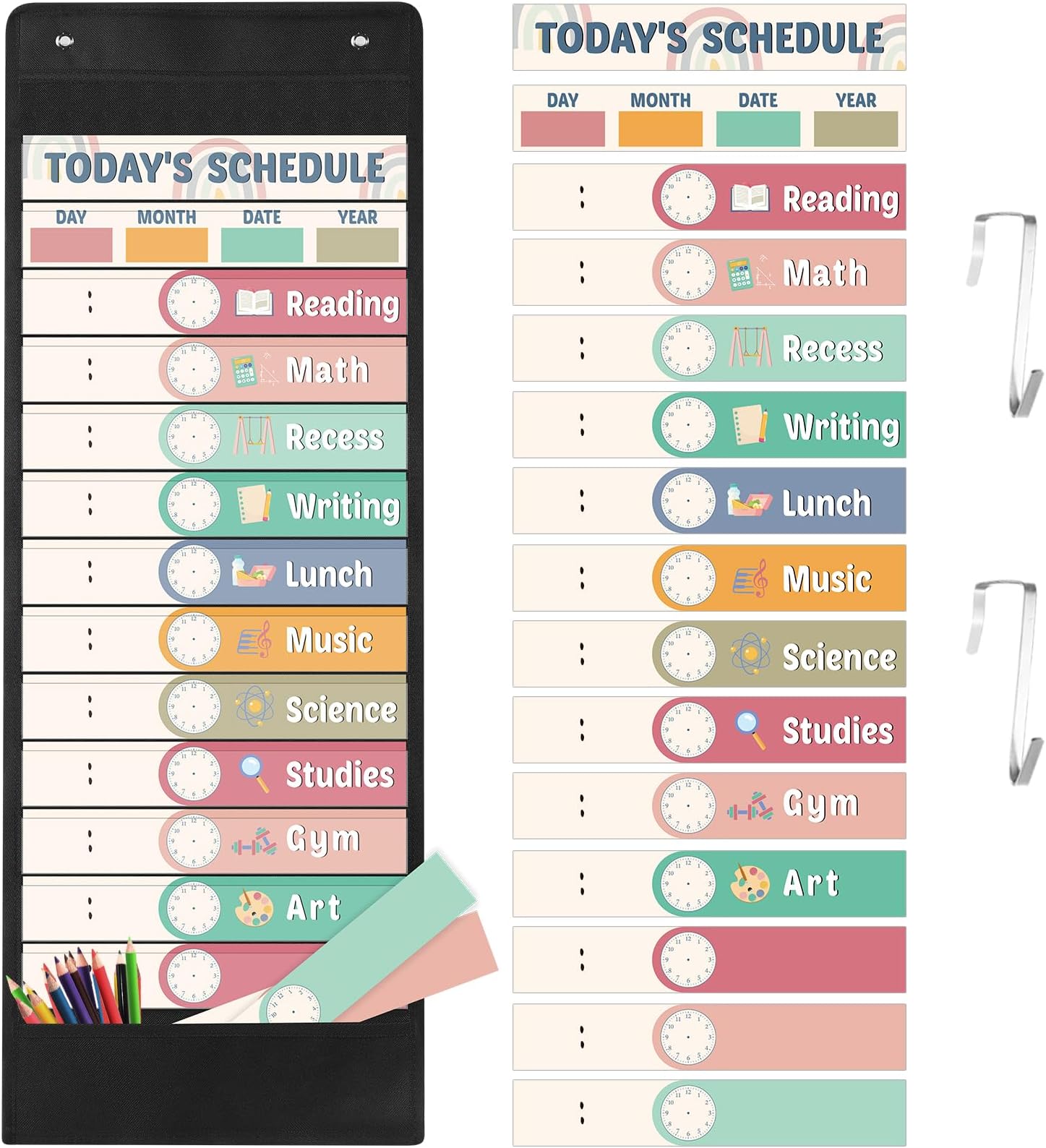 Amazon.com: Pasimy Daily Schedule Pocket Chart with 31 Reusable Cards ...