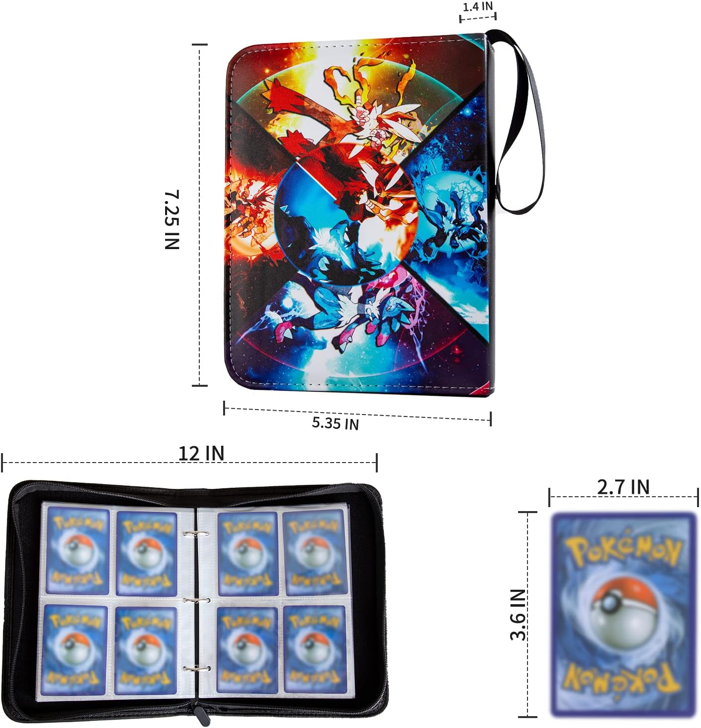 Cenxaki Card Binder for Pokemon Card Games,4-Pocket Pages Removable ...
