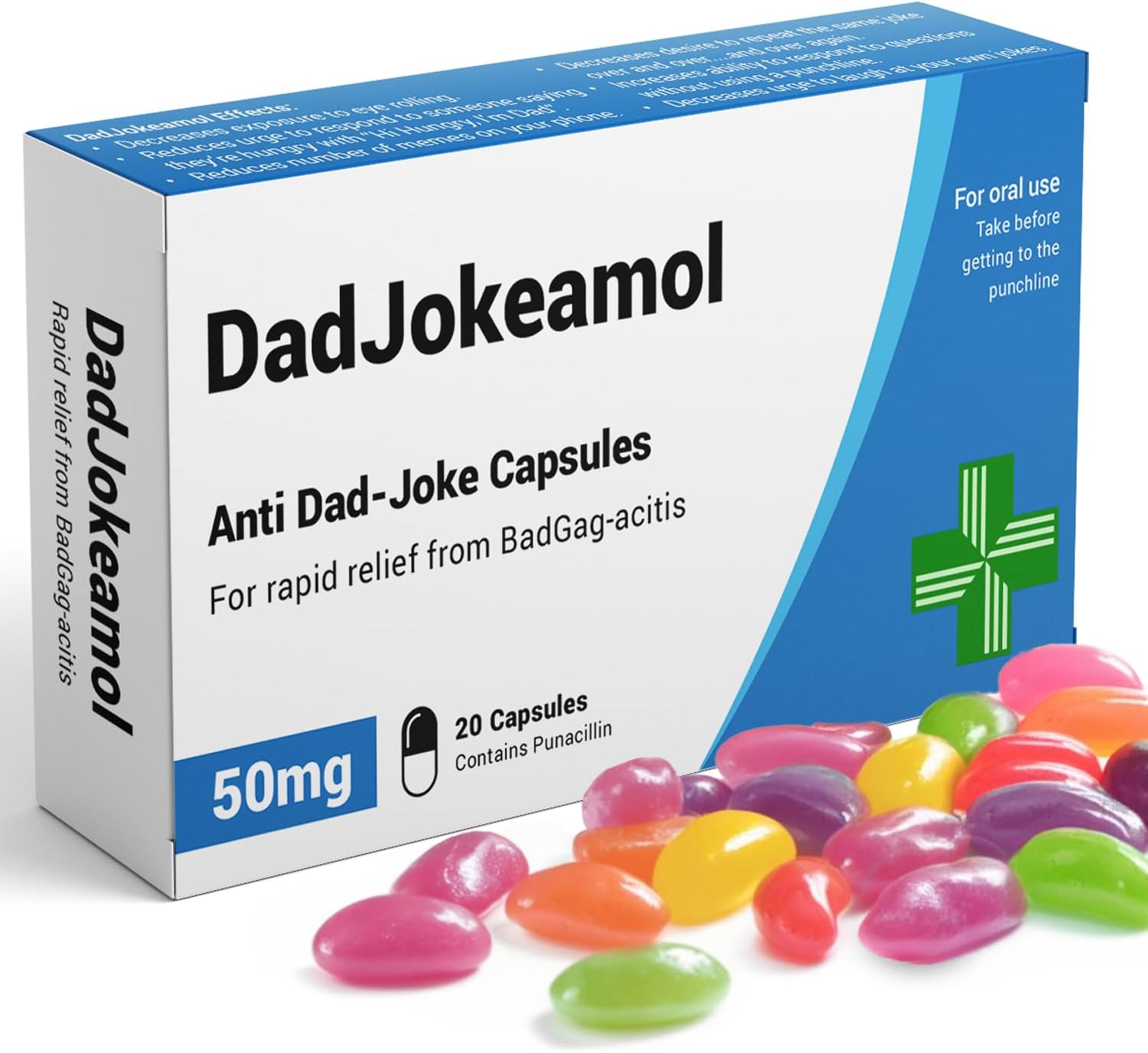 KadoBox - DadJokeamol - Funny Joke Pill Box with Jelly Bean Sweets ...