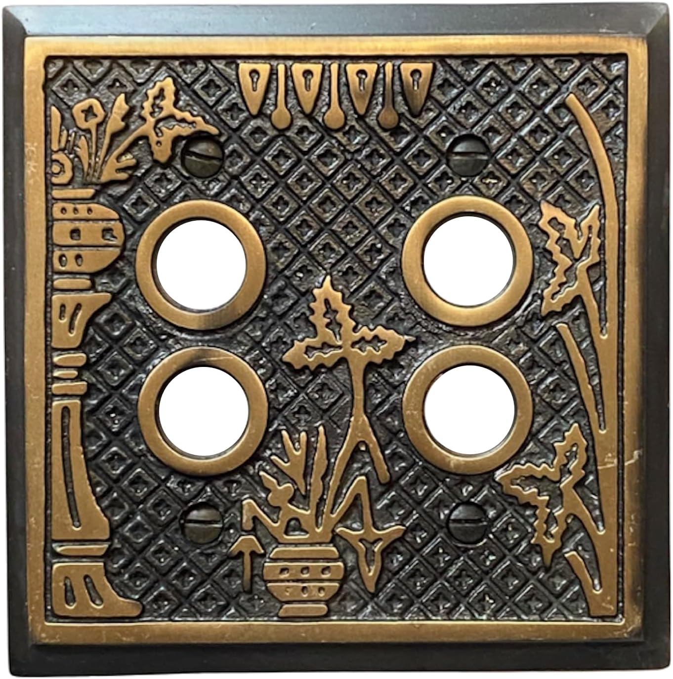 Victorian Style Two Gang Push Button Switch Cover Plate Heavy ...