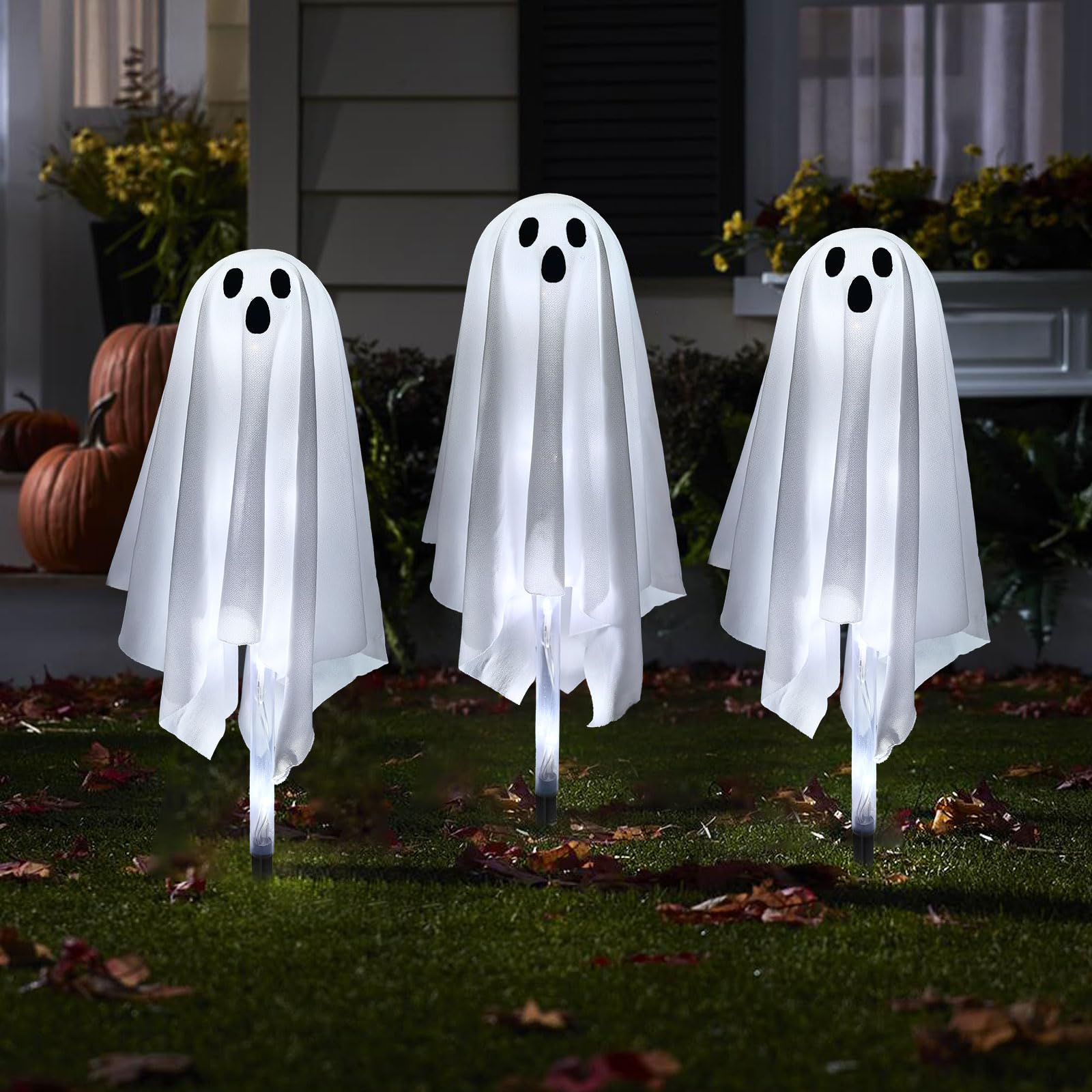 Amazon.com : Sunnypark Set of 3 Ghost Halloween Pathway Decor Lights ...