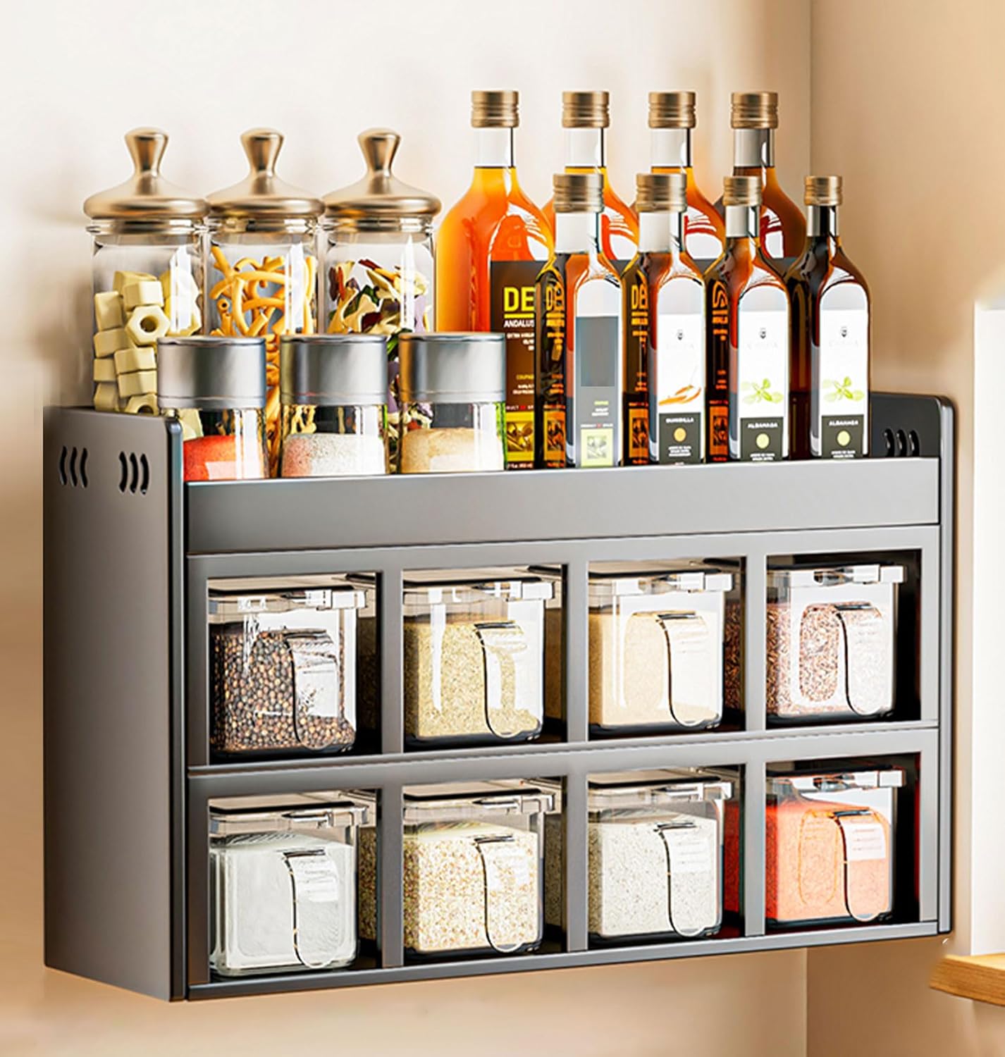 Amazon.com: Dxcaicc Double Tier Spice Rack, Wall Mounted& Countertops ...