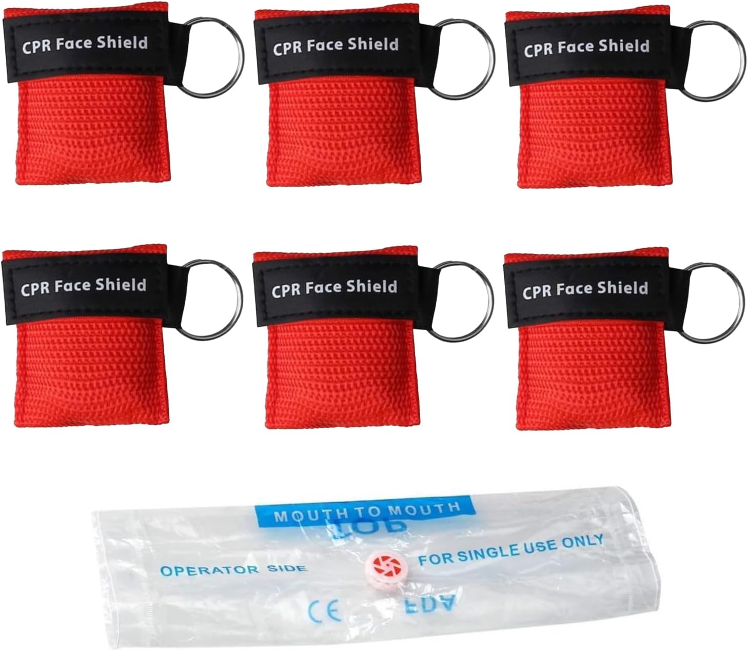 HIXNUG 6Pcs CPR Mask Keychain Ring Face Shield Portable Keychain ...