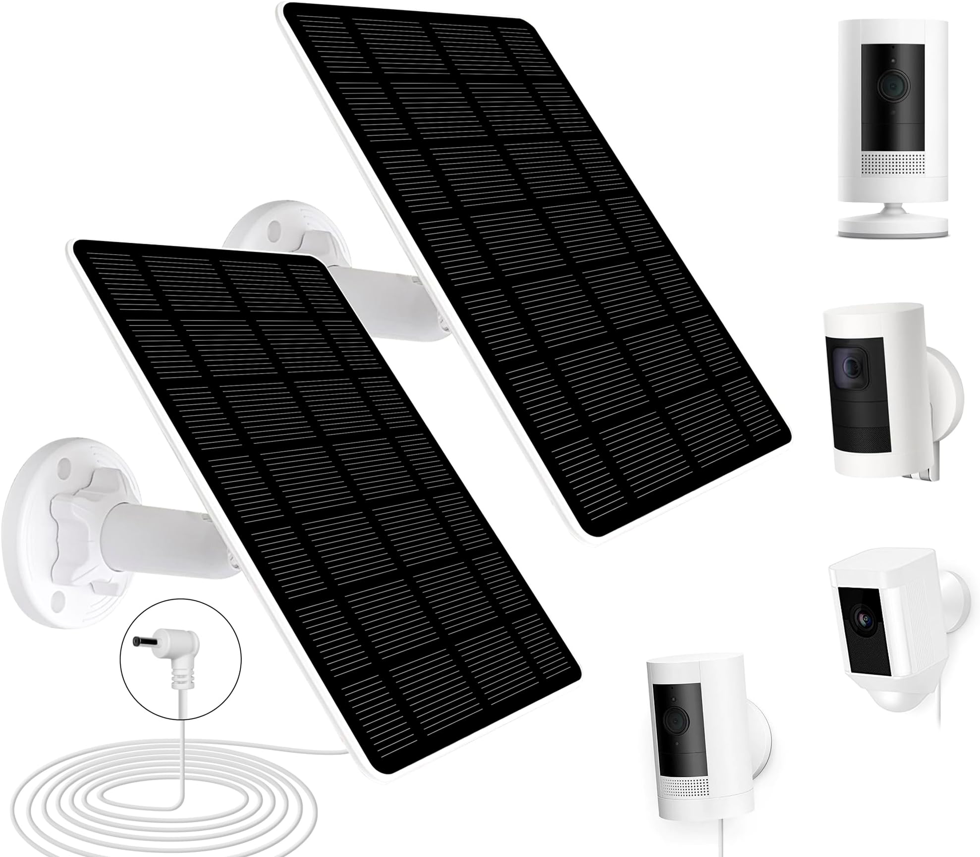 Amazon.com : 2 Pack Ring Camera Solar Panel Charger,5W Solar Panels for ...