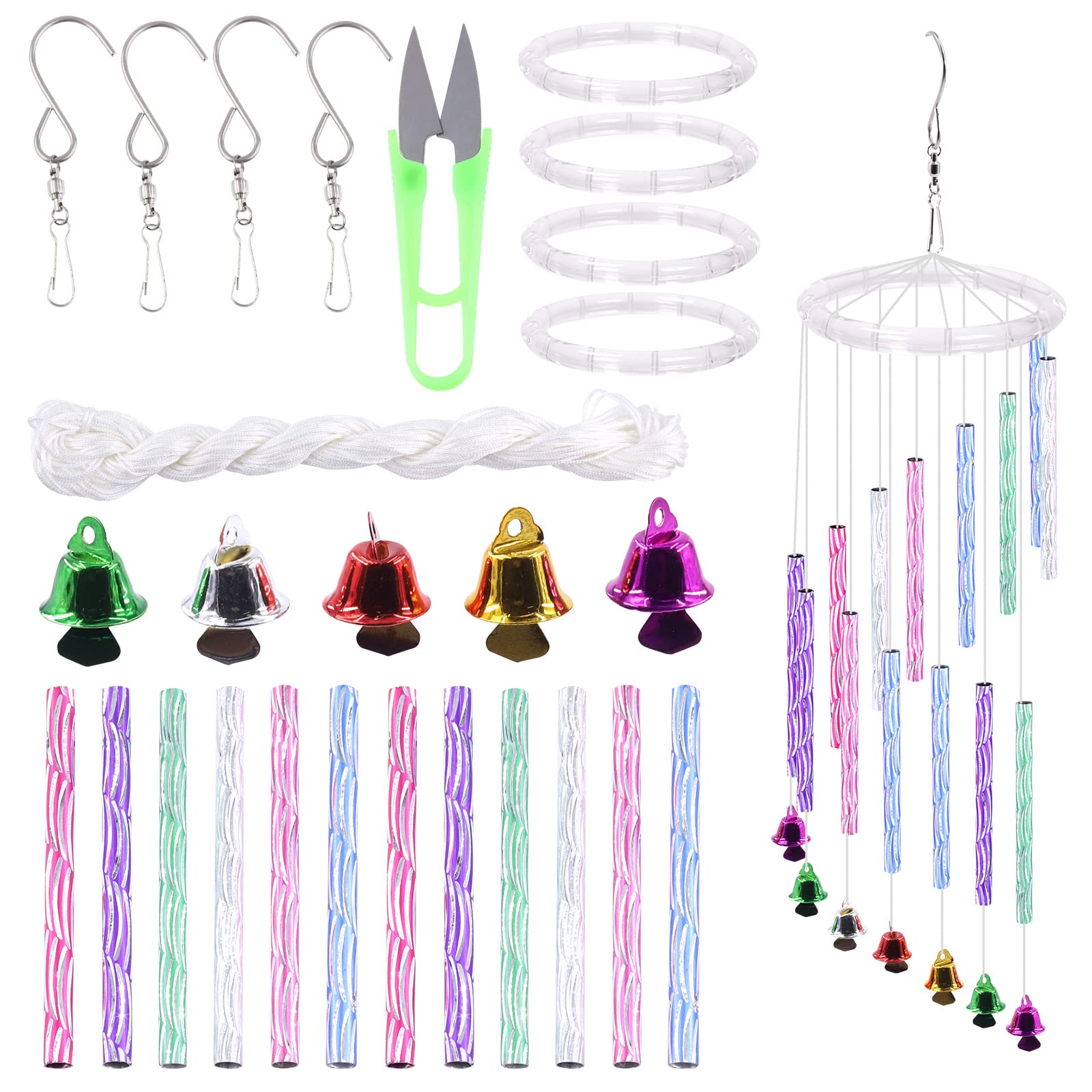 Amazon.com : Swpeet 65Pcs Colorful Wind Chimes Tubes Parts and ...