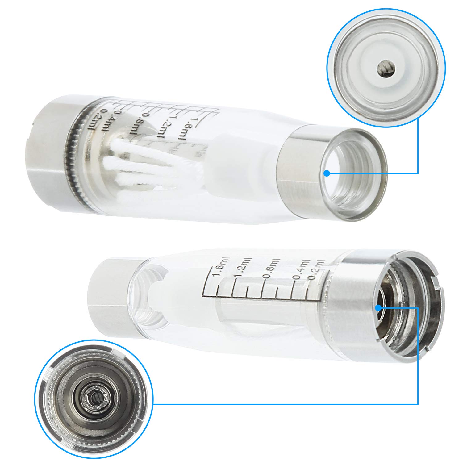 Ego Dct Tank New 5 Pack Ego CE4 Clear Atomizer Tank, Top Fill 1.6ml