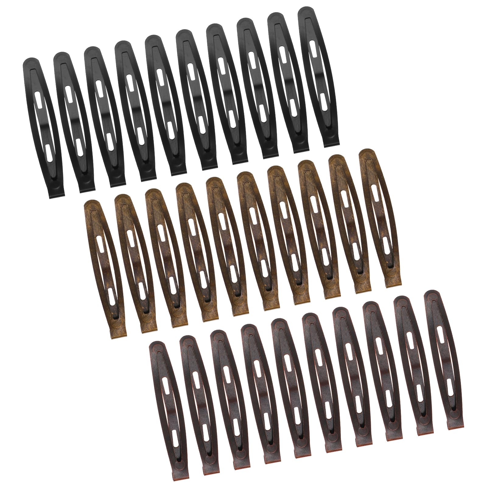Amazon.com : Wanmu 30Pcs Metal Snap Hair Clips for Women, 2.4" Brown ...