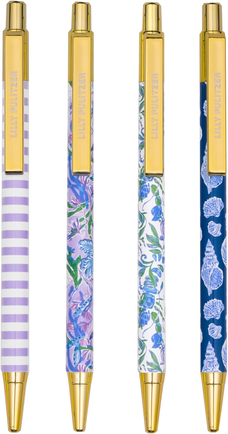 Amazon.com : Lilly Pulitzer Black Ink Pen Set of 4, Retractable Pens ...