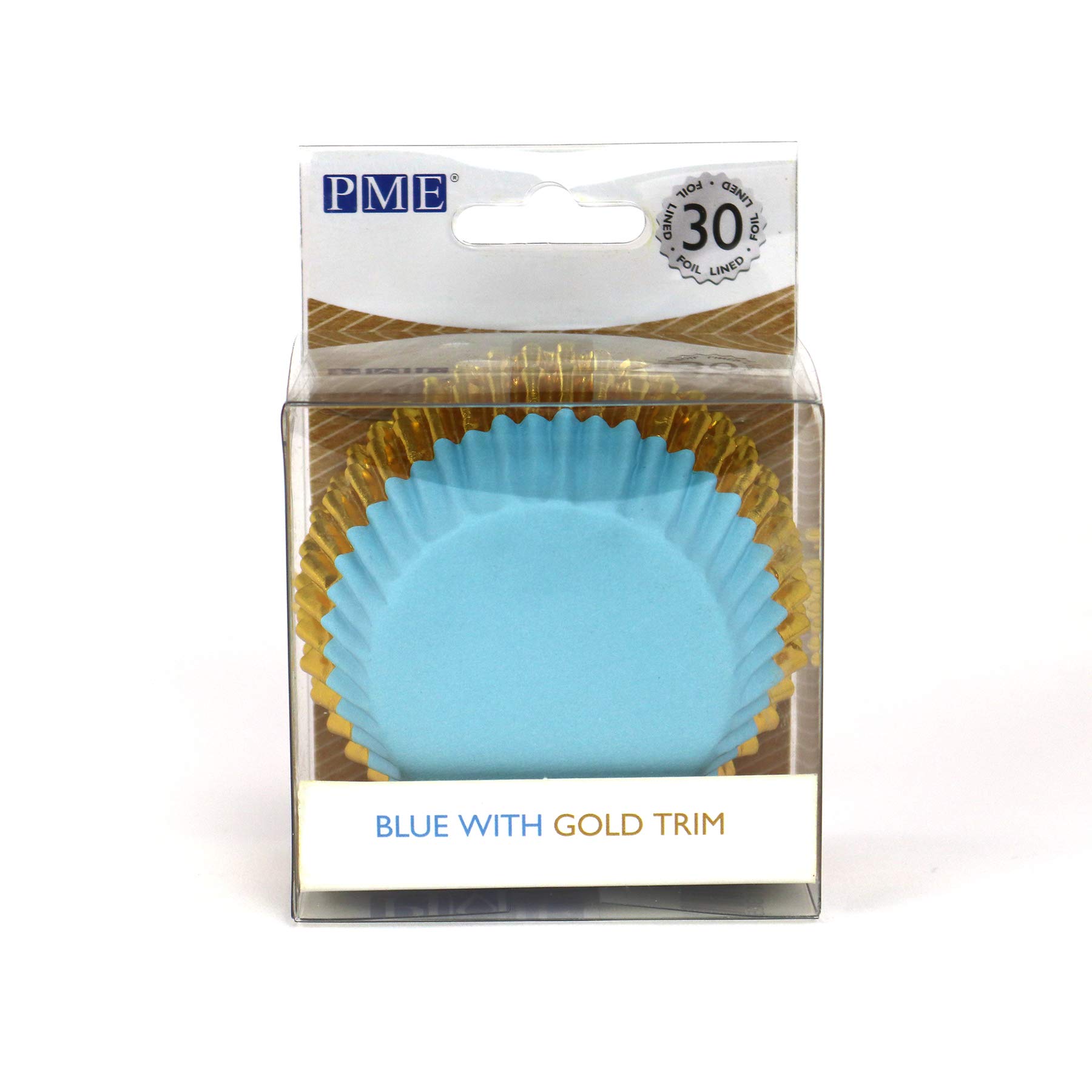 PME BC838 Blue with Gold Trim Cupcake Cases, Foil Lined - 30 Pack ...