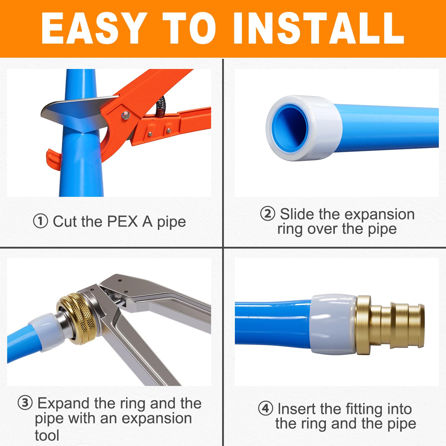 Snapklik.com : (120 Pack) 1/2 Inch PEX-A Expansion Rings, Plastic F1960 ...