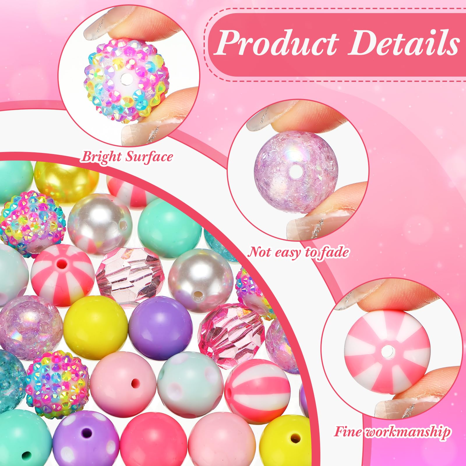 Snapklik.com : 50 Pcs Bubblegum Beads 20 Mm Bulk Acrylic Plastic Chunk ...