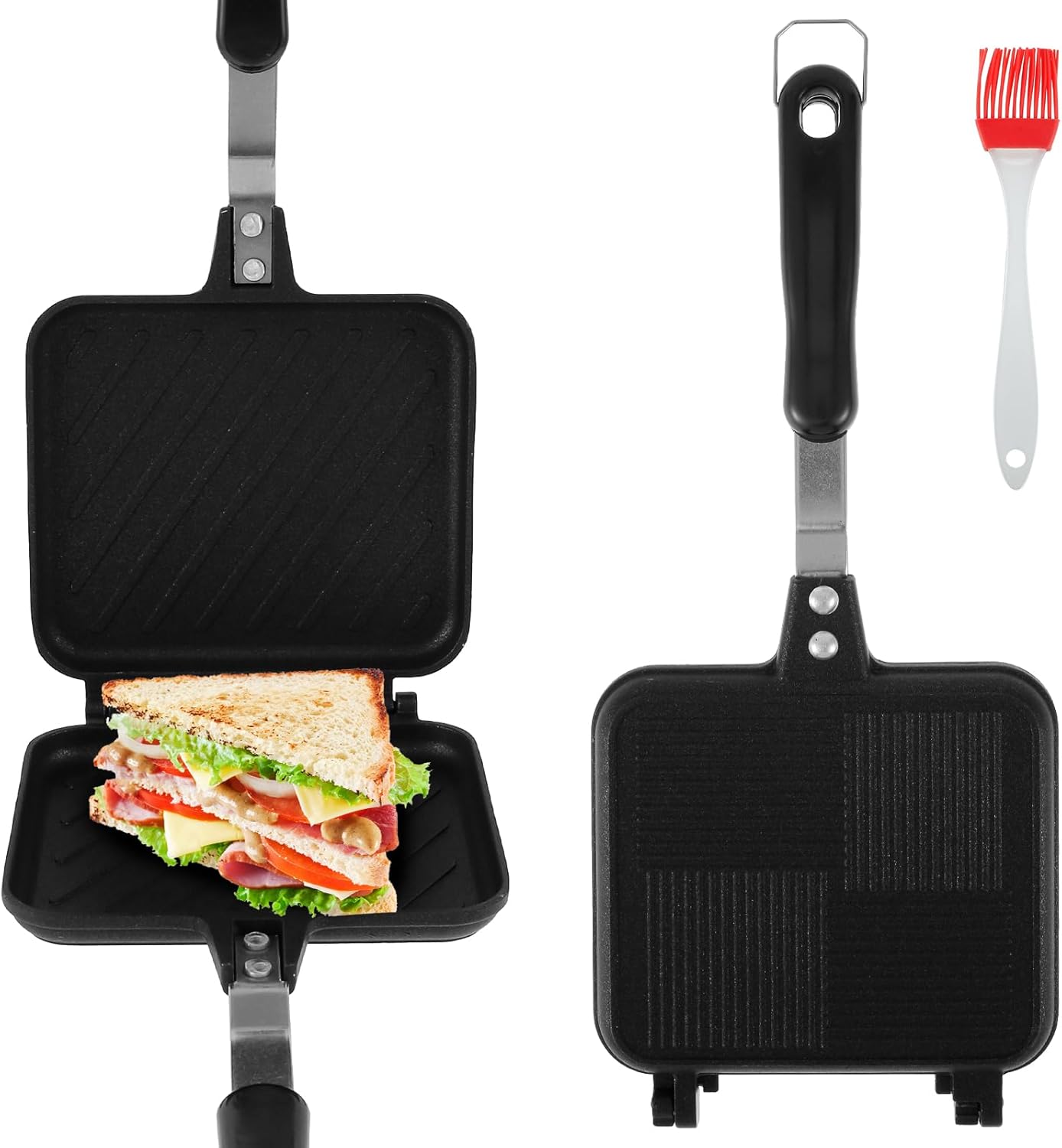 Double Sided Sandwich Pan, Sandwich Maker with Handle, Sandwich Maker ...