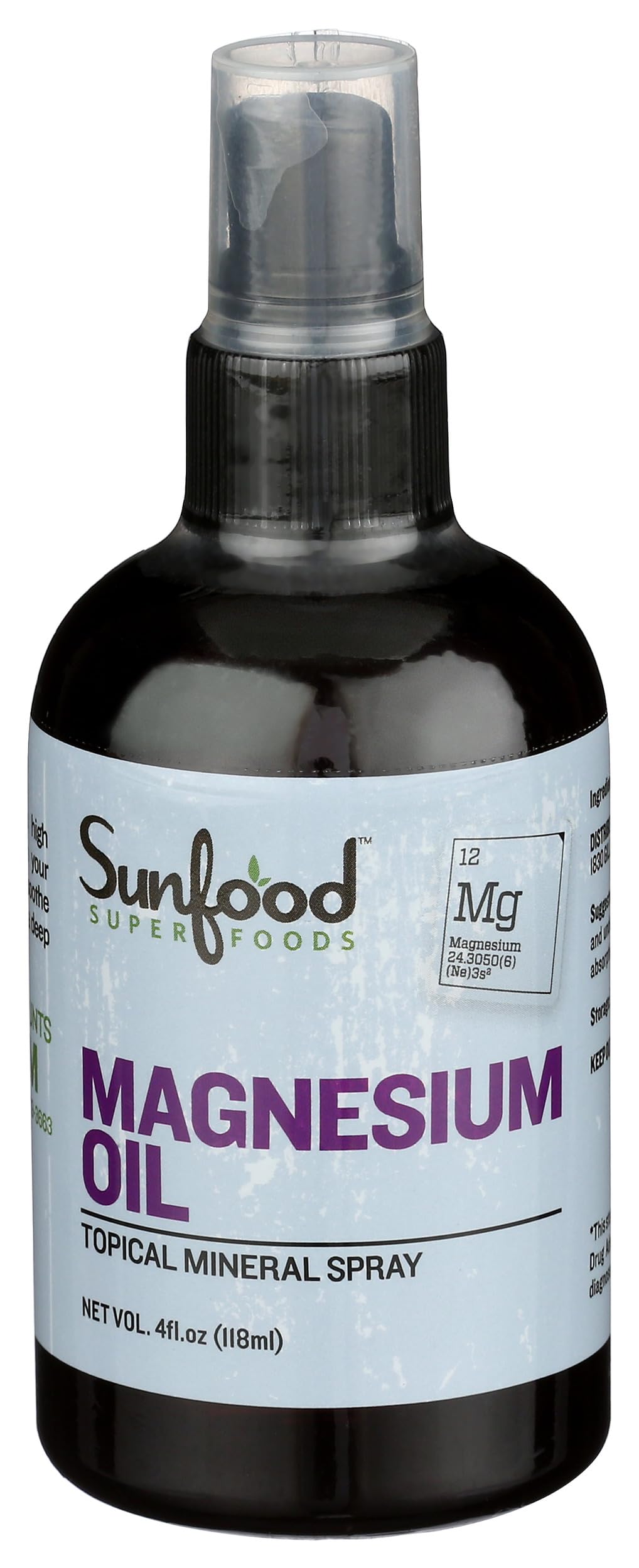 Amazon.com: Sunfood Superfoods Pure Magnesium Oil Spray Bottle- 4 fl oz ...