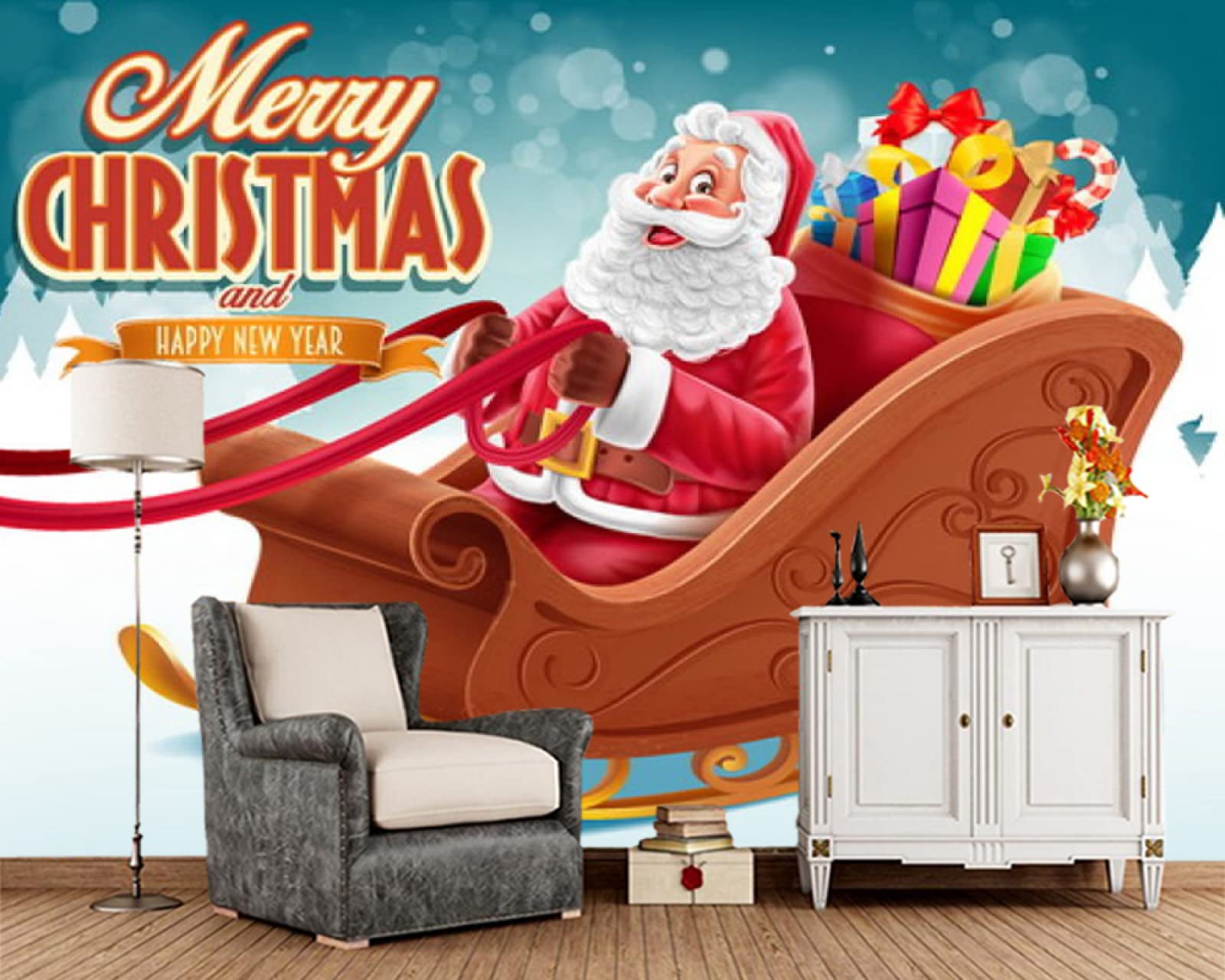 Cartoon Santa Living Room 25 Christmas Living Room Background High Res