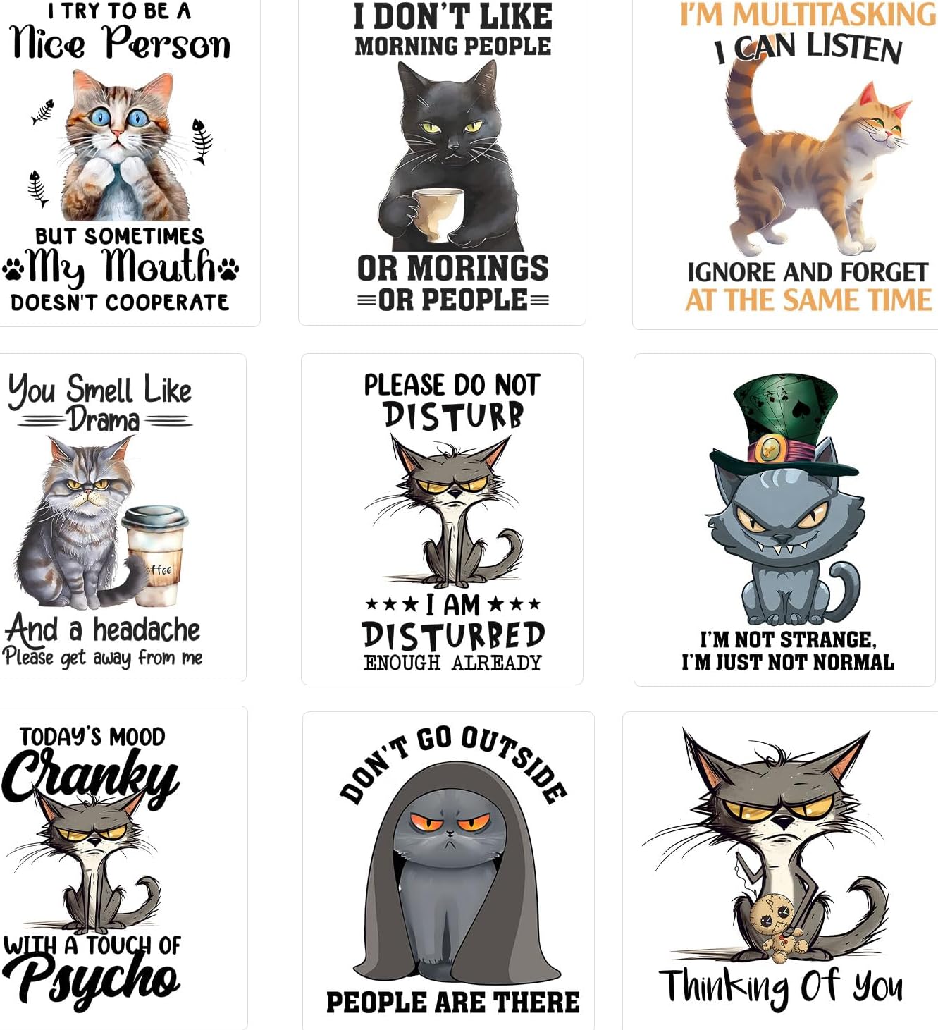 Amazon.com: 6 Sheets Cat Iron on Transfers Patches Cute Cat Decals ...