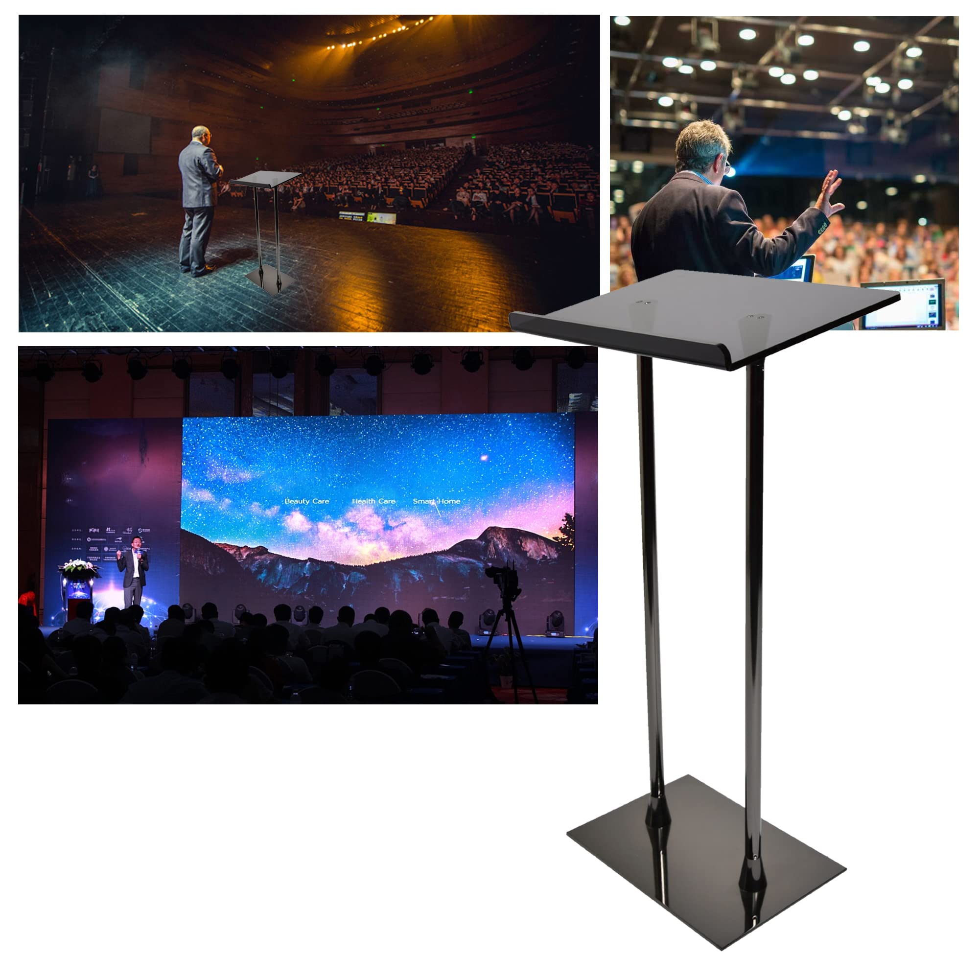 Haooyeah Acrylic Podium Black Clear Podium Stand Slanted Podium Lectern ...