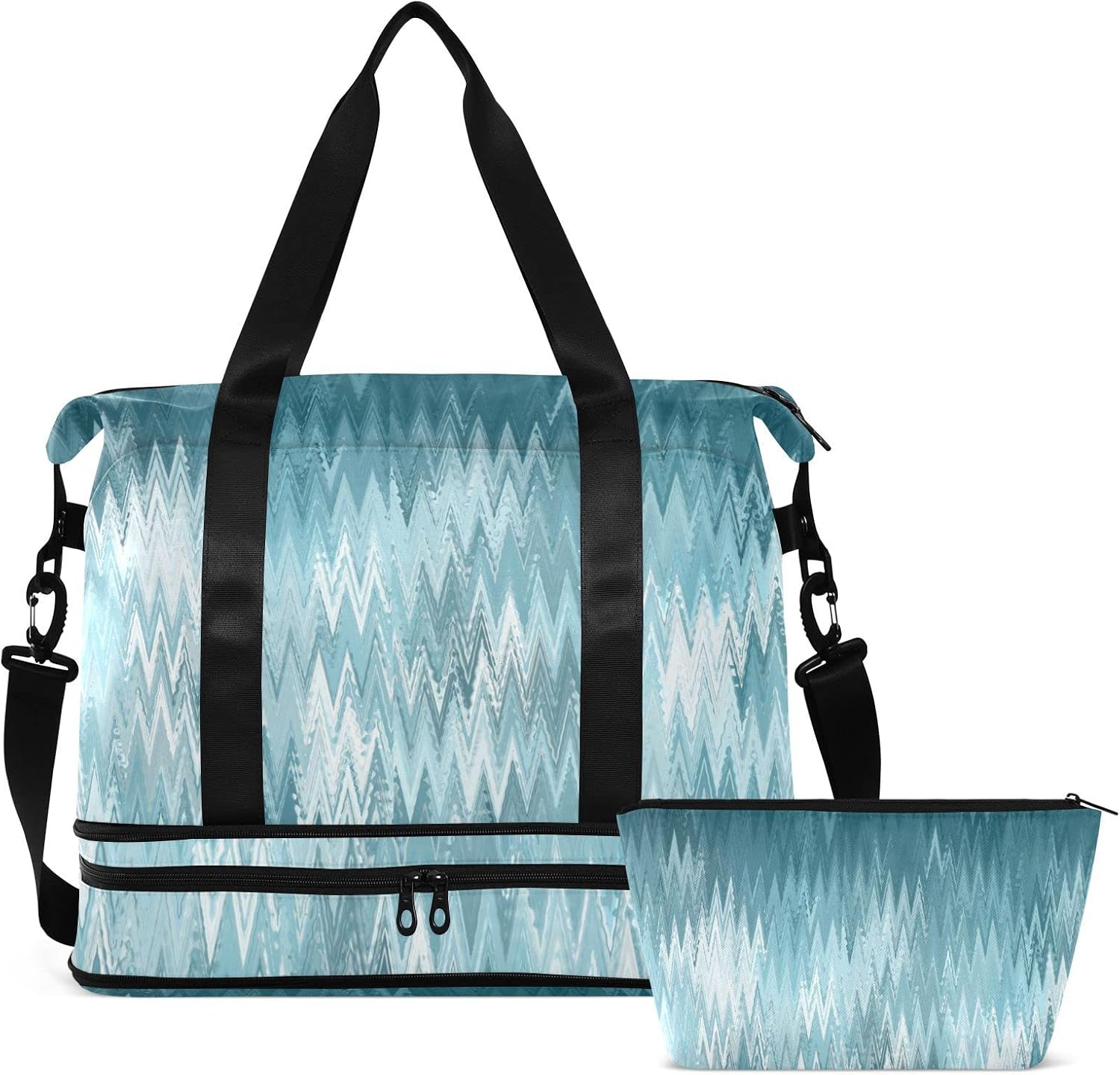 Amazon.com | Modern Art Teal White Gym Bag for Women Men Travel Duffel ...