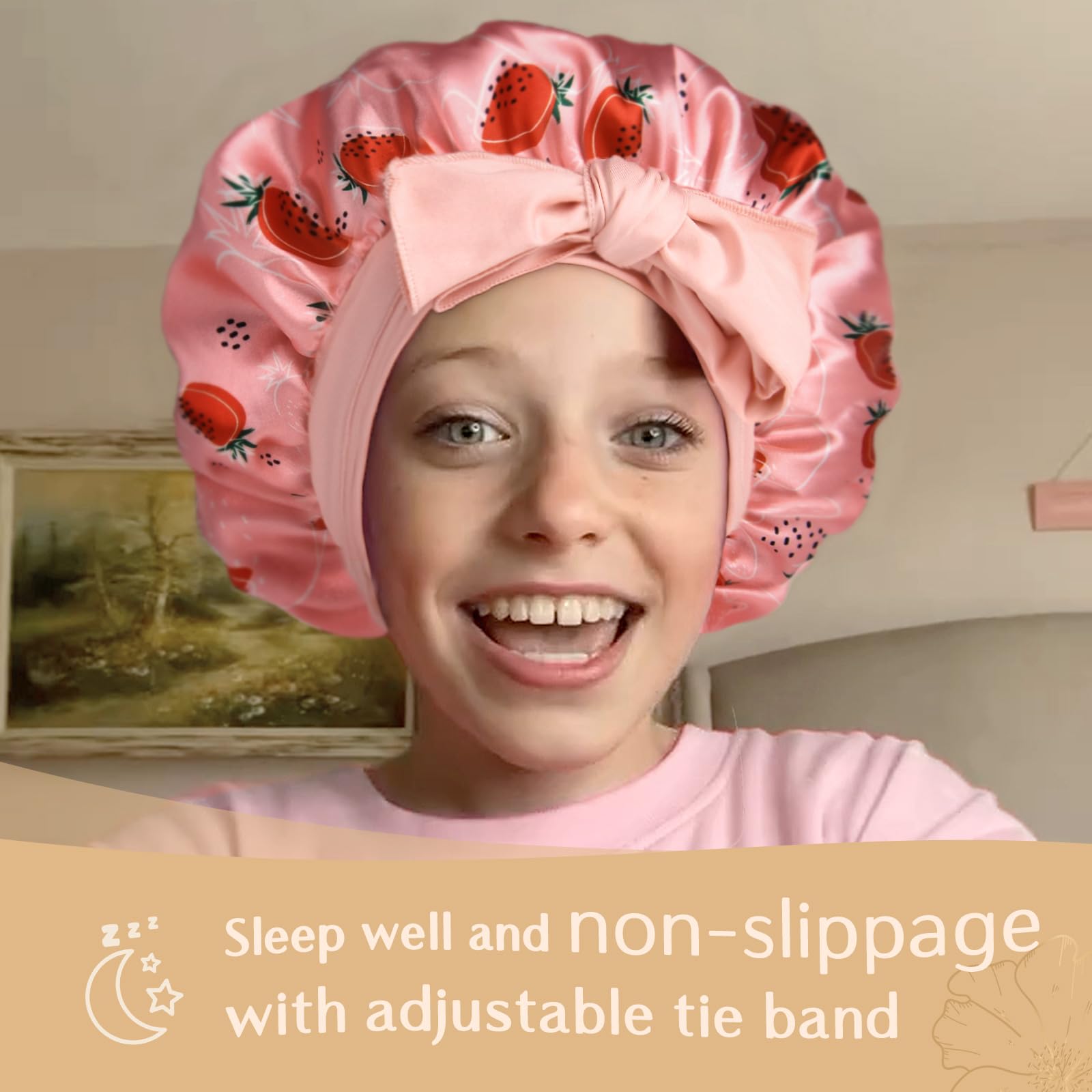 Snapklik.com : 2 PCS Baby Bonnet Silk Bonnet For Kids Sleeping Cap ...