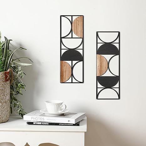 Amazon.com: Peryiter 2 Pcs Small Metal Abstract Wall Art, 15.7" Metal ...