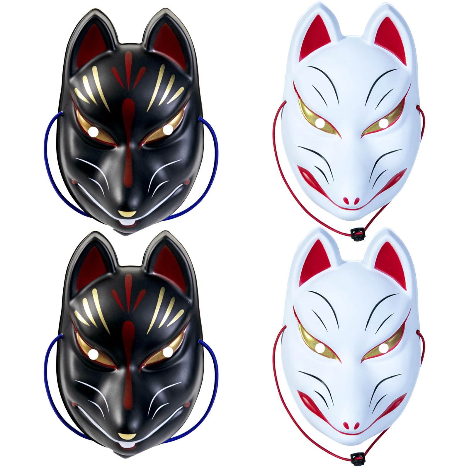 Amazon | [Mikemaru] [ミケマル]狐面 お面 きつねダンス 仮面 コスプレ 夏祭り ハロウィン キツネ お祭り 4枚セット | コスプレ・仮装 通販