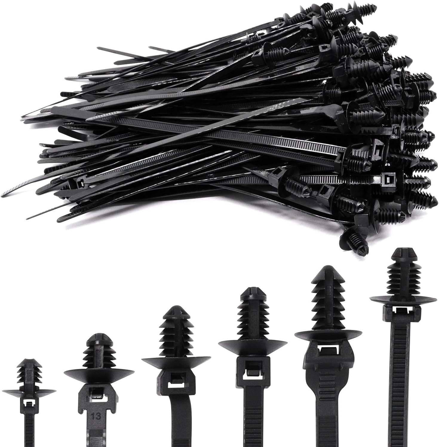 Amazon.com: SWZHAI 120 PCS Push Mount Zip Ties, Nylon Car Mount Wire ...