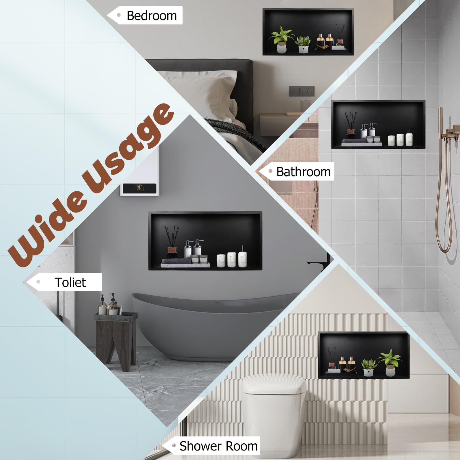 Snapklik.com : Automoris 24"12" Stainless Steel Shower Niche, Recessed ...