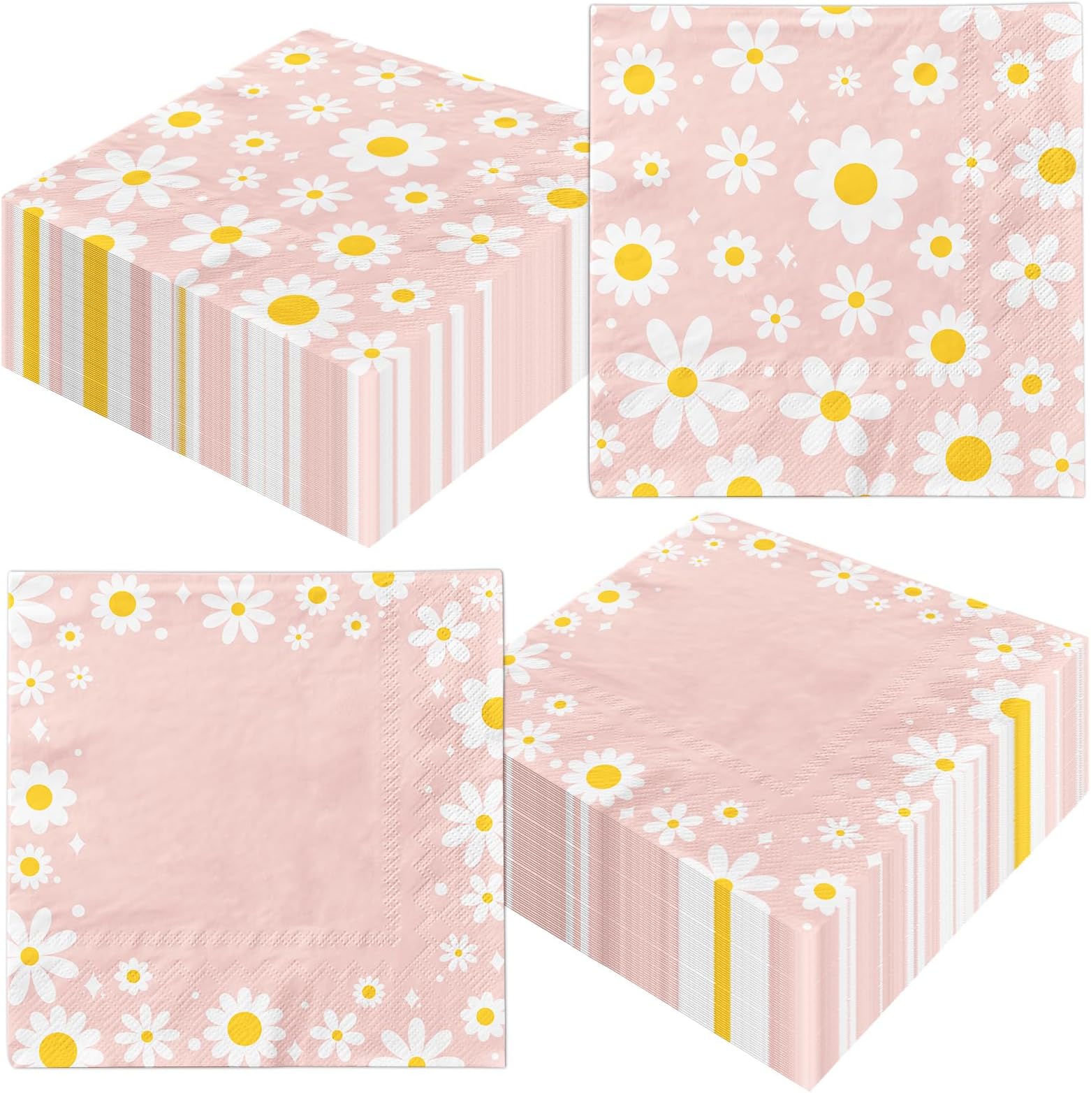 Amazon.com: Daisy Paper Napkins,40pcs Pink Groovy Daisy Boho Napkins ...
