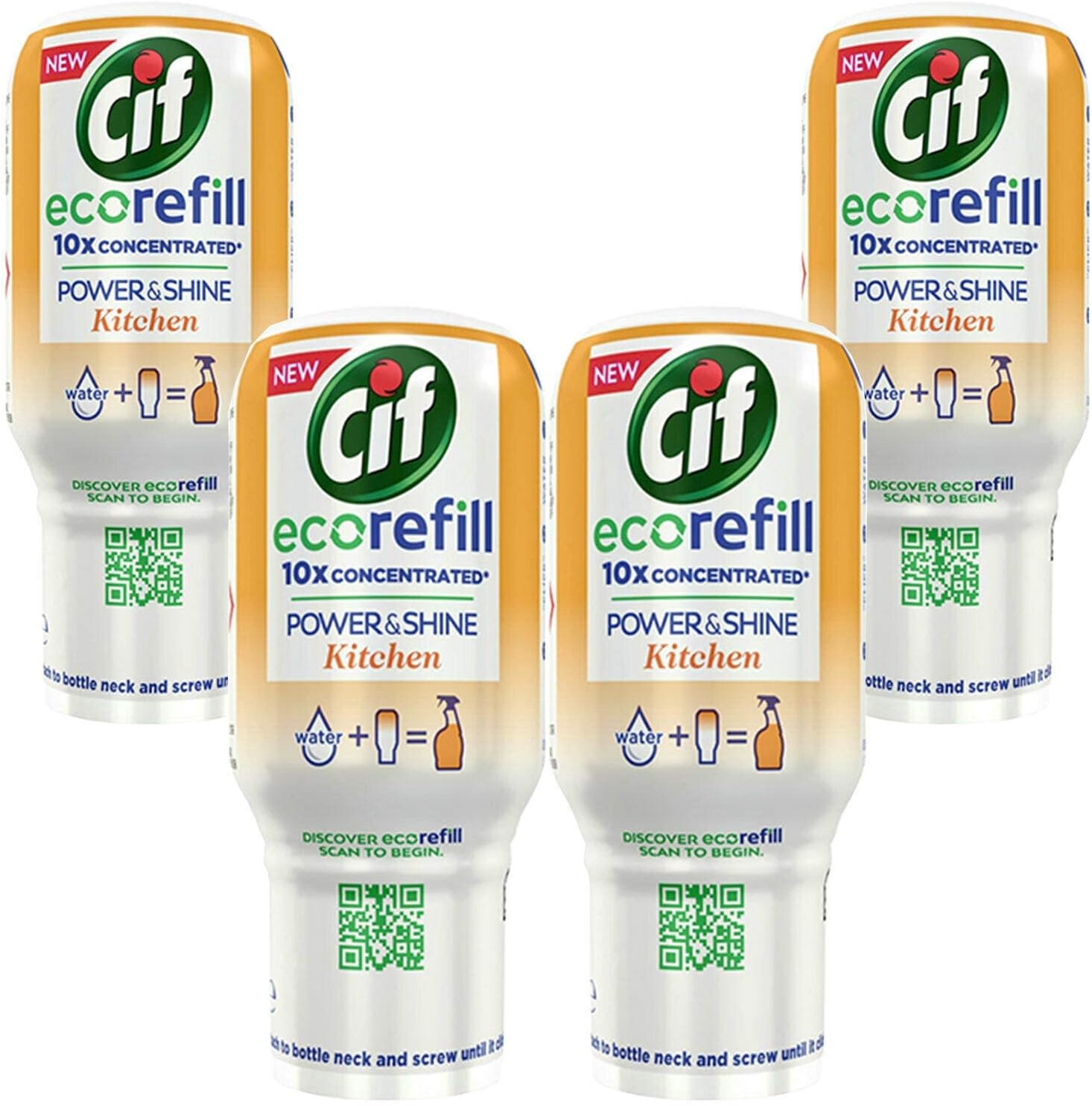 Cif Power & Shine Kitchen Cleaning Spray Refill (Pack of 4 x 70 ml Eco ...