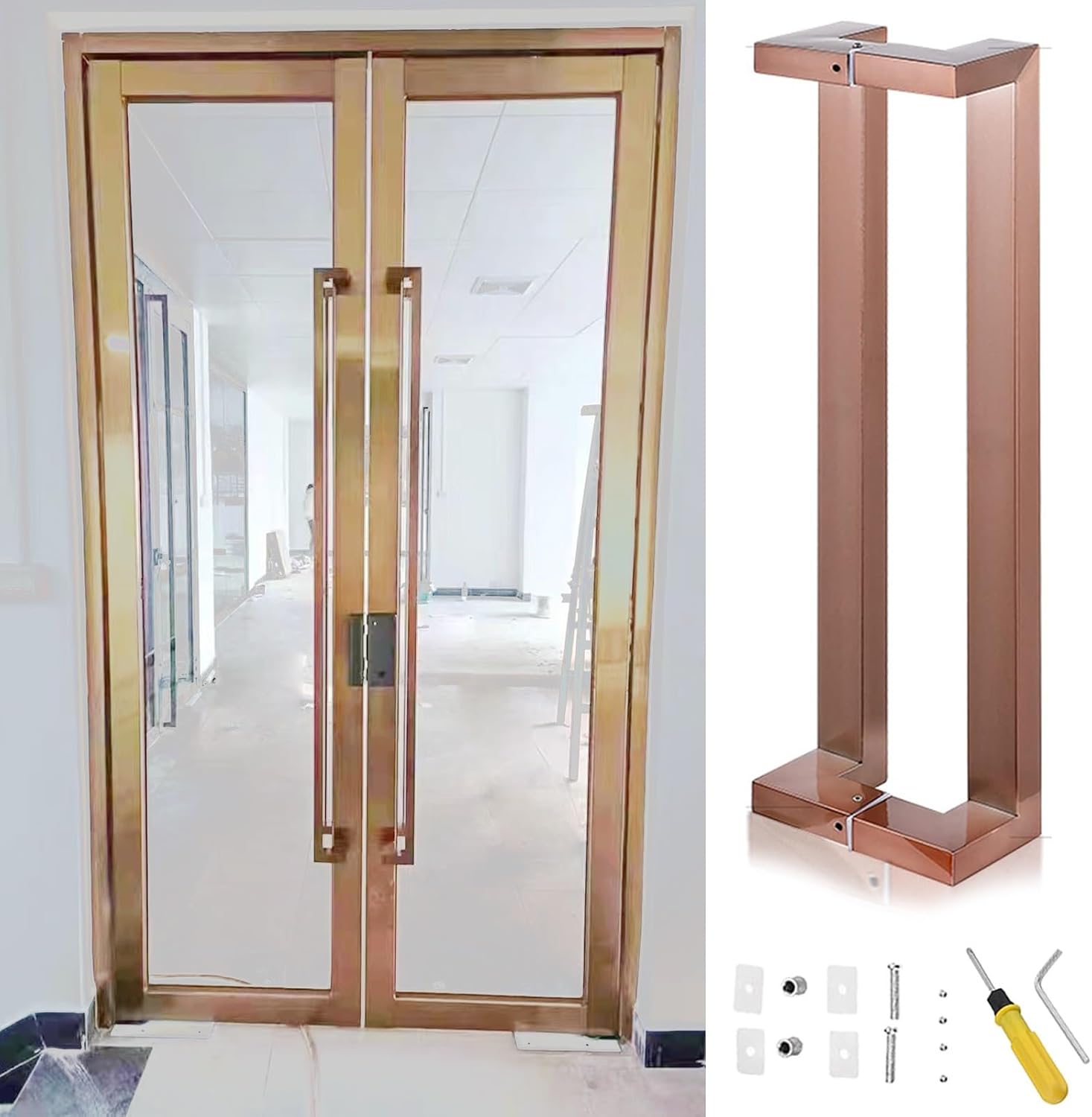 Glass Door Handle, Wooden Door Handle, Modern Stainless Steel Square ...