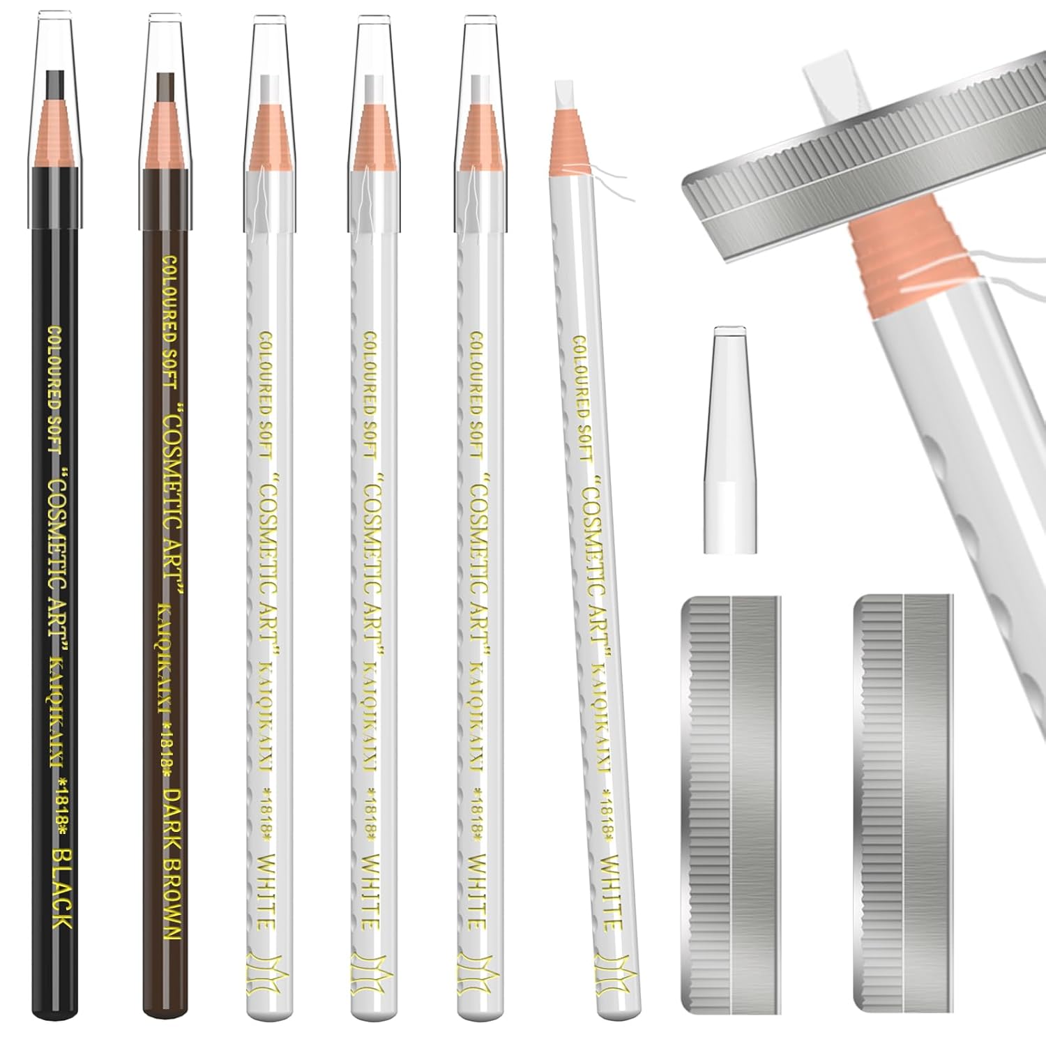 Amazon.com : KAIQIKAIXI 6Pcs White Waterproof Eyebrow Pencils Makeup ...