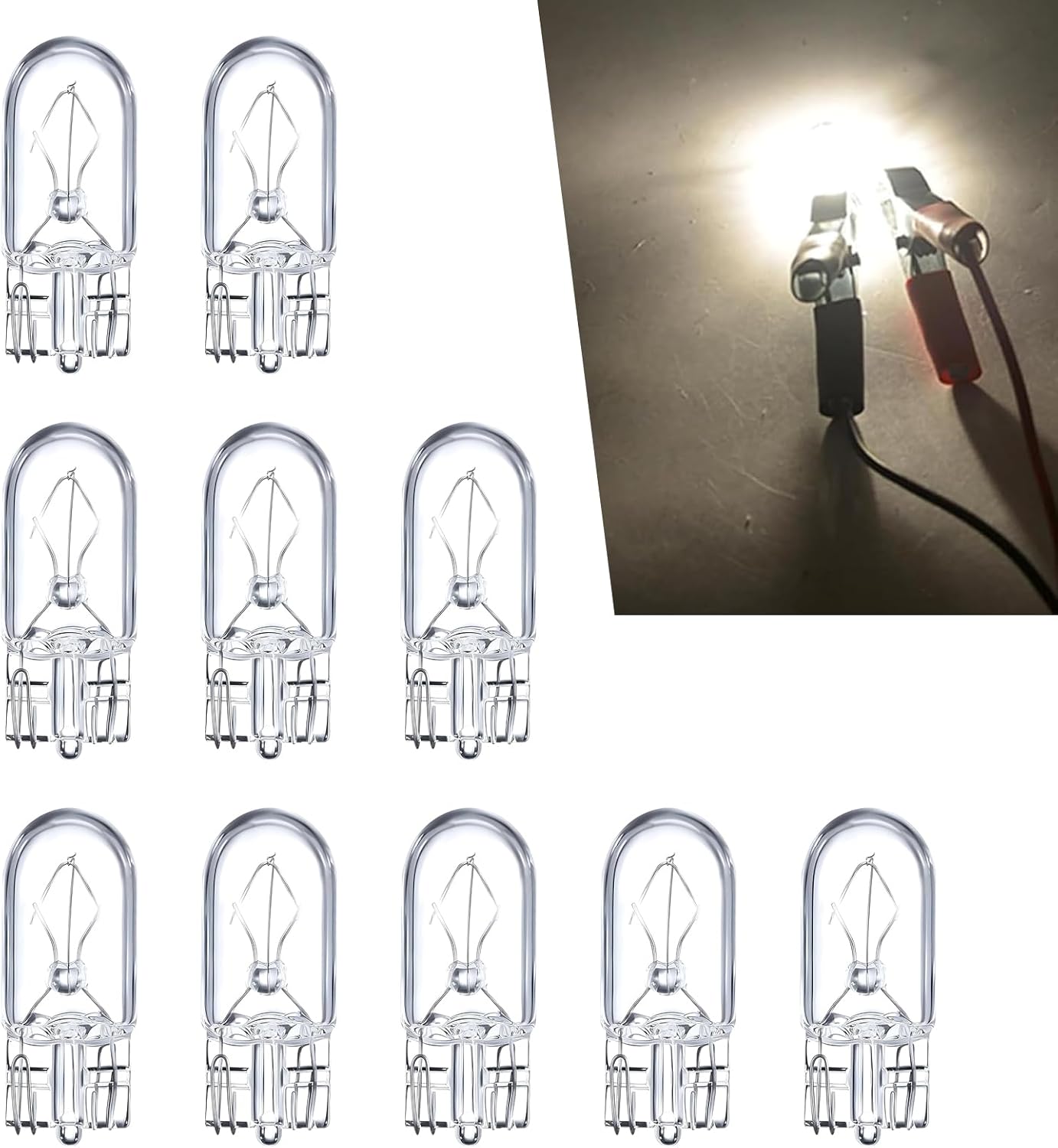 Amazon.com: getfay Pack-10 T10 Car Brake Light Bulb, 168 192 12V 5W ...