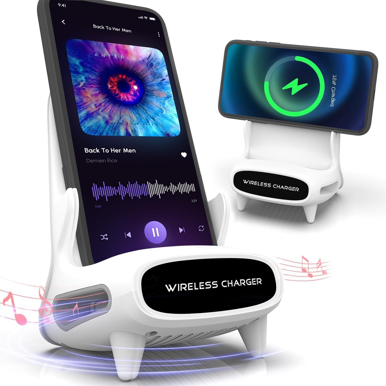 Amazon.com: Cell Phone Stand with Wireless Bluetooth Speaker,15W Fast ...