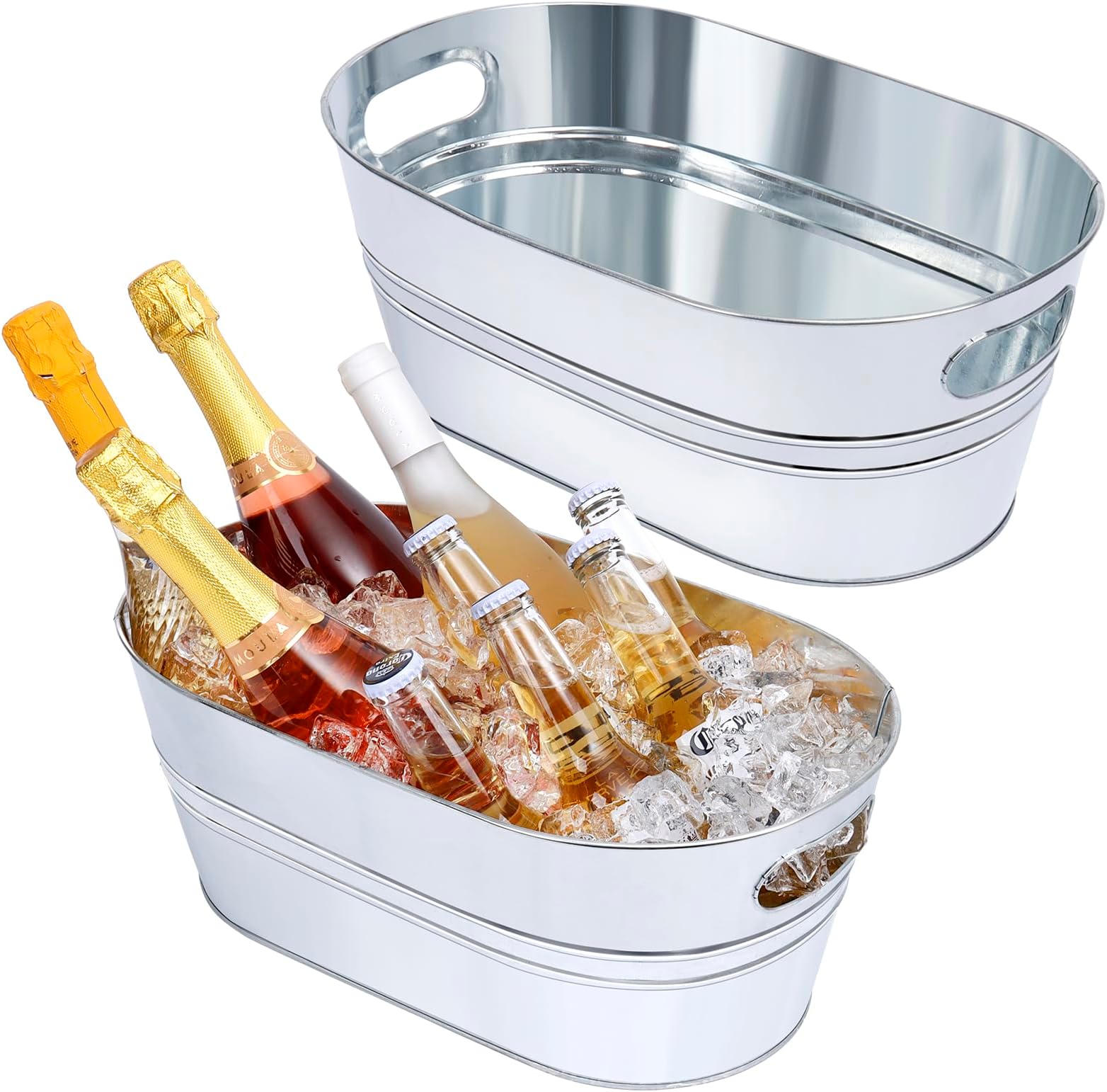 Amazon.com: 4PCS 3 Gallon Galvanized Tub with Carry Beer Drink Storage ...