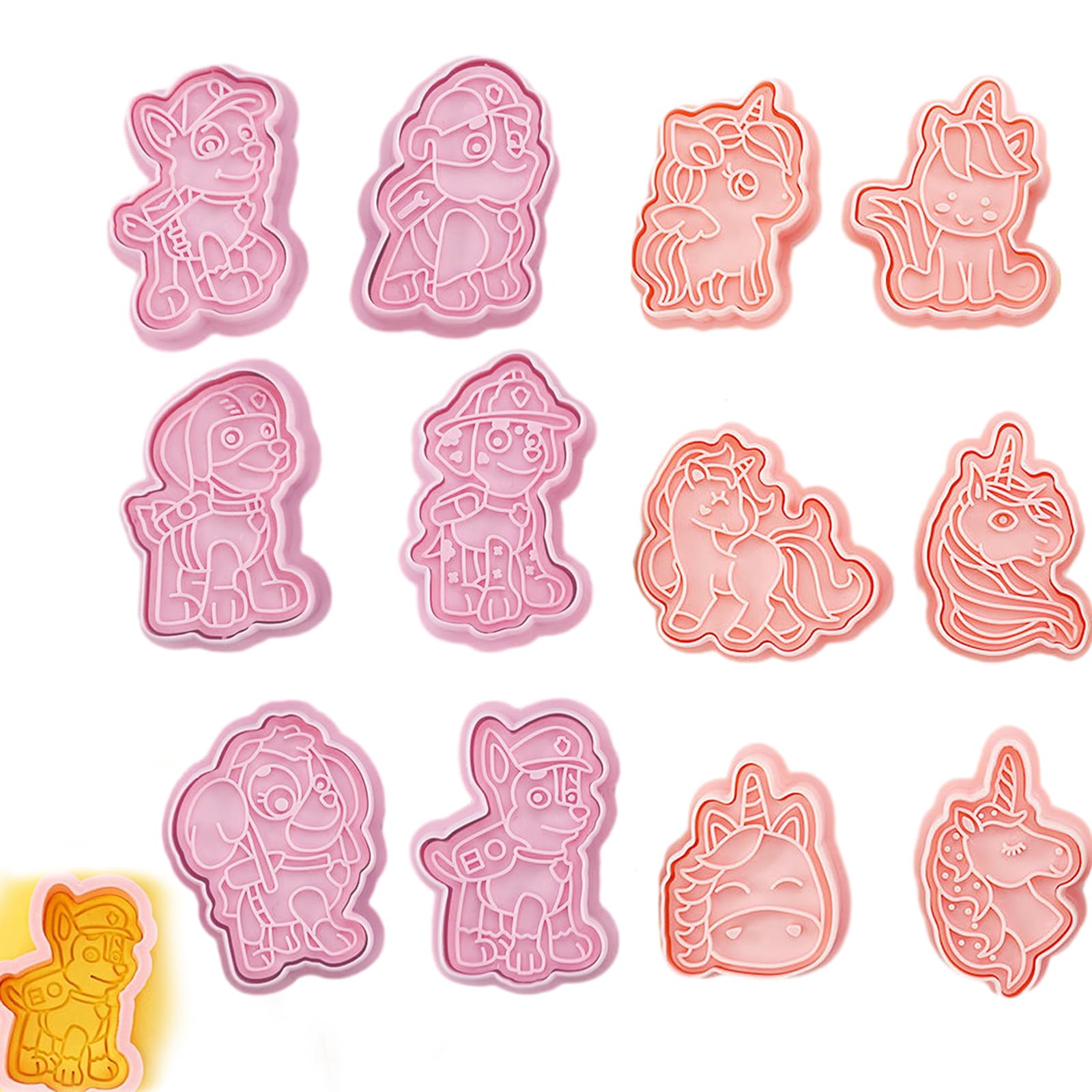12 Pcs Animals Cookie Cutter Set, Plastic Biscuit Cutters in 2 Patterns ...