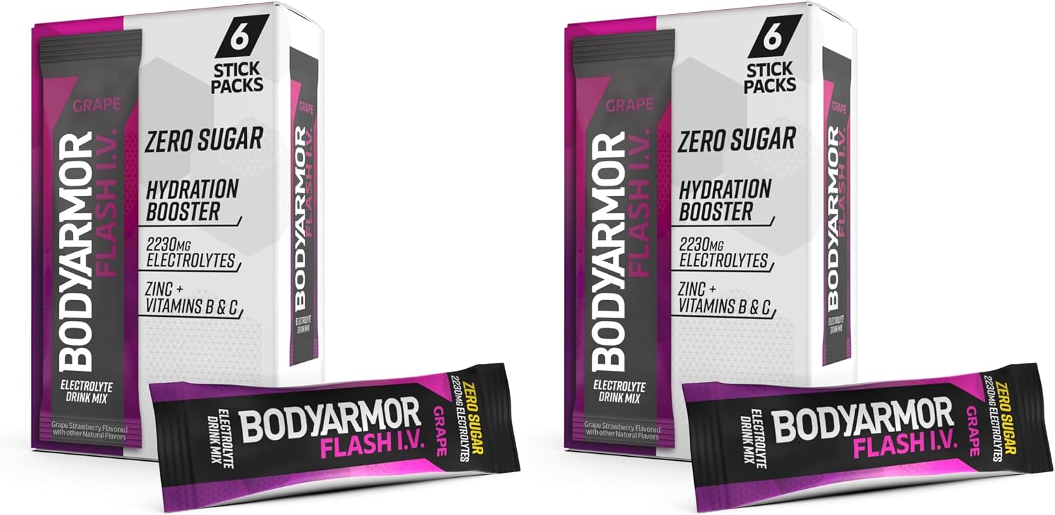 Amazon.com : BODYARMOR Flash IV Electrolyte Packets, Grape - Zero Sugar ...