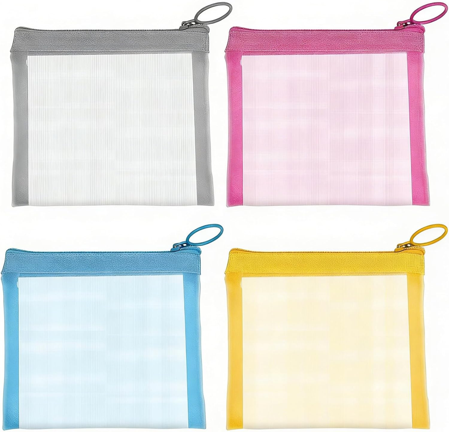 Mini Mesh Zipper Pouch Set (4 Pack) – Small See-Through Makeup Bags ...