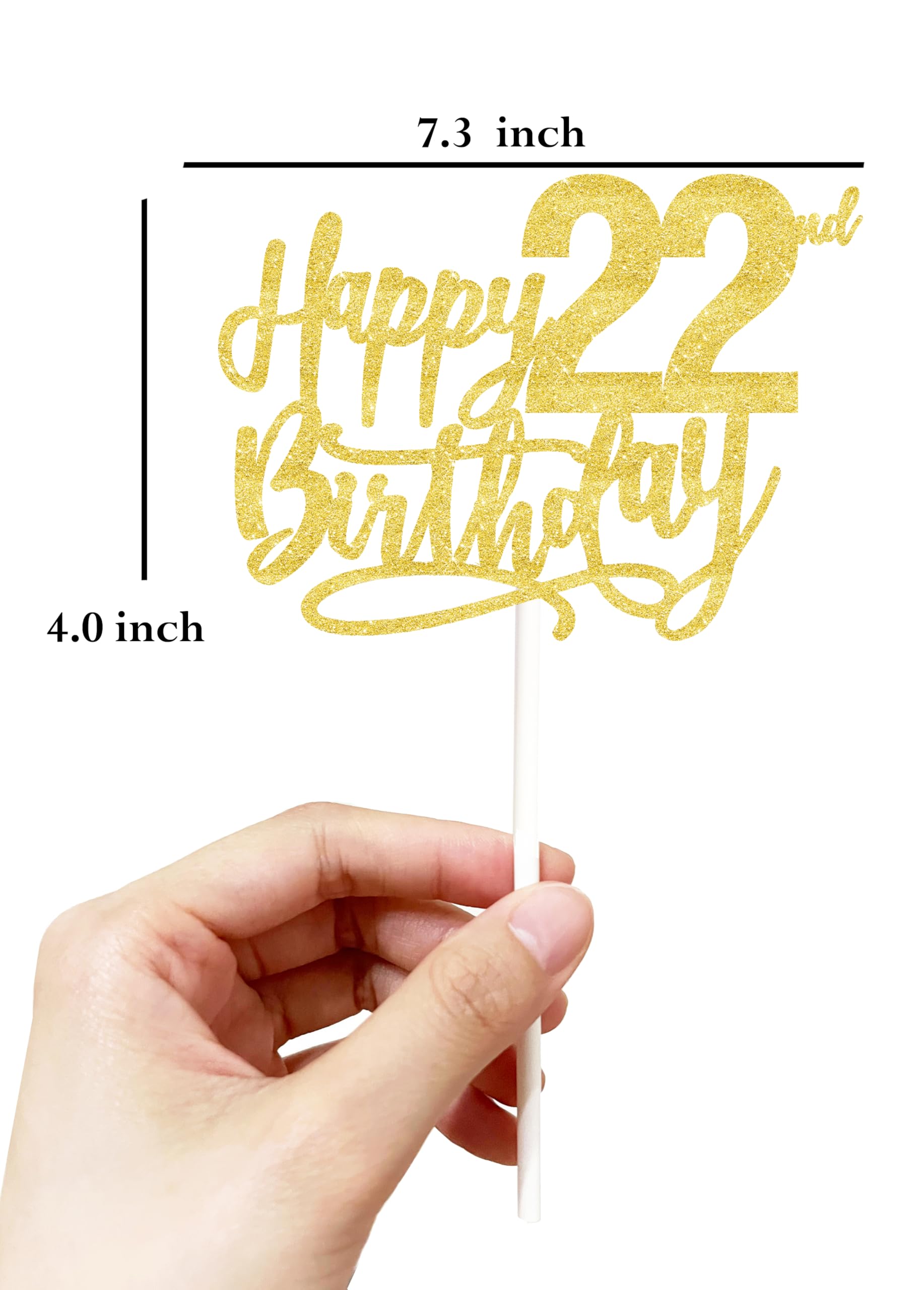 Snapklik.com : 22 Birthday Cake Toppers-Gold Glitter, Happy 22nd Cake ...