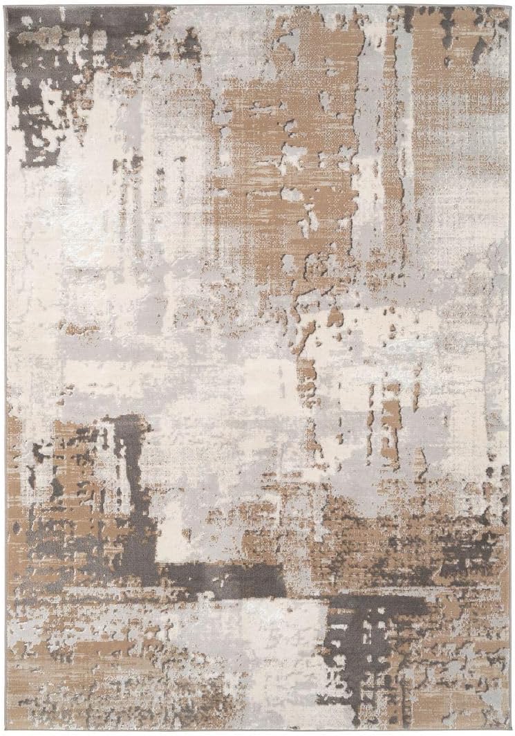 Warm Neutral Greige Abstract Living Room Area Rug Contemporary Grey ...