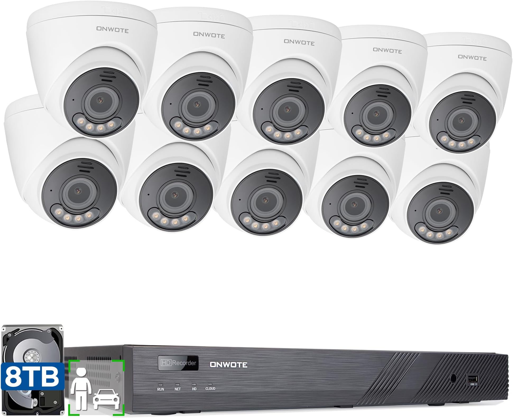 Amazon.com : ONWOTE 12MP Security Camera System PoE 8TB HDD, 4000x3000 ...