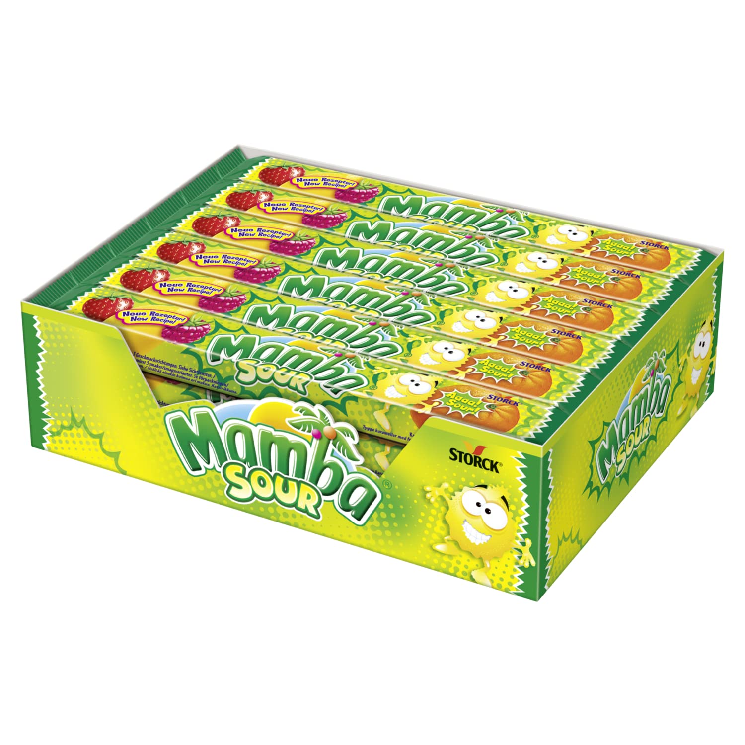 Mamba sour – 24 x 106g (4er Stange) – Leckere saure Kaubonbons mit ...
