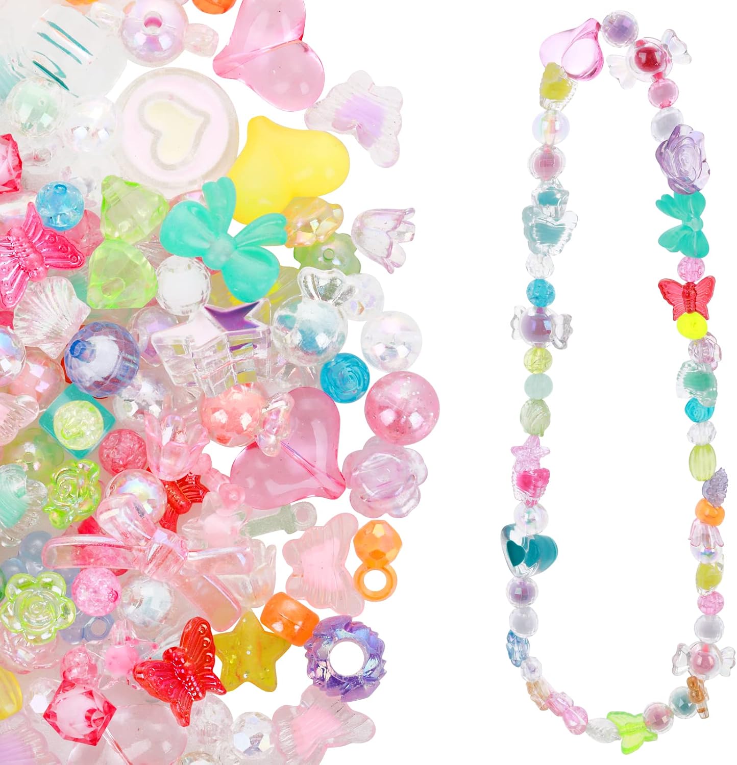 Amazon.com: Yolev 100Pcs Acrylic Aesthetic Beads Colorful Butterfly ...