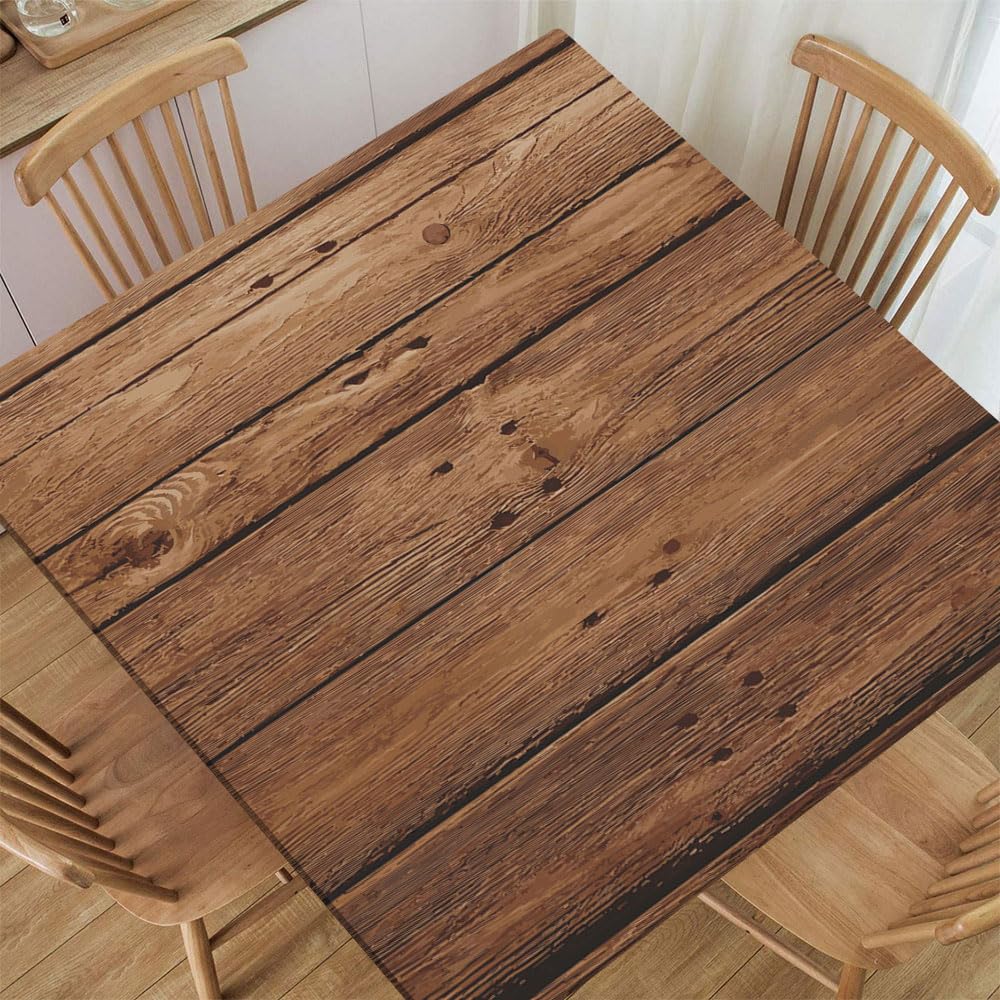 Amazon.com: MAZU Fitted Tablecloth for Square Table Aged Wooden Planks ...