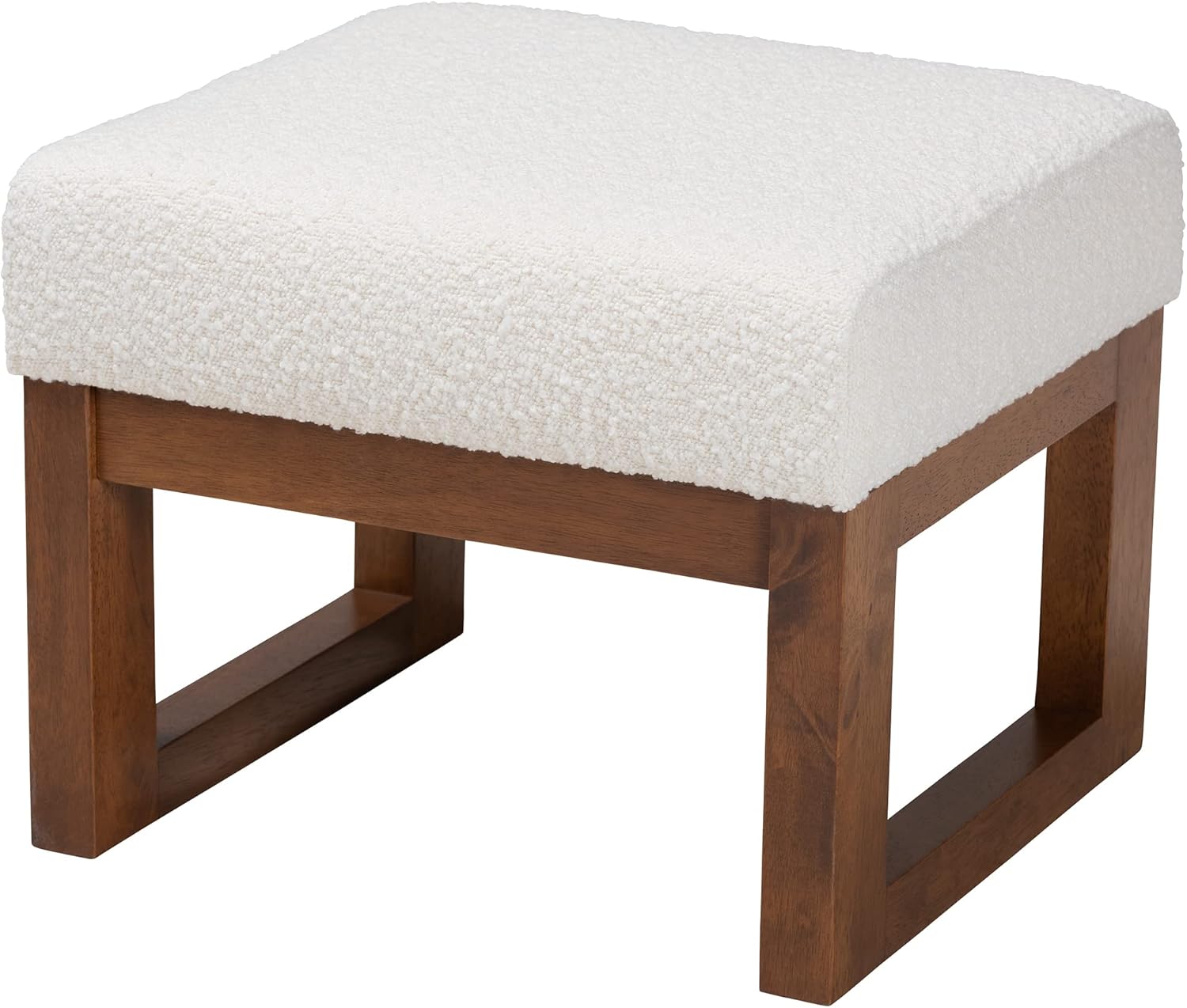 Amazon.com: Baxton Studio Yashiya Footstool, One Size, Off-White/Walnut ...