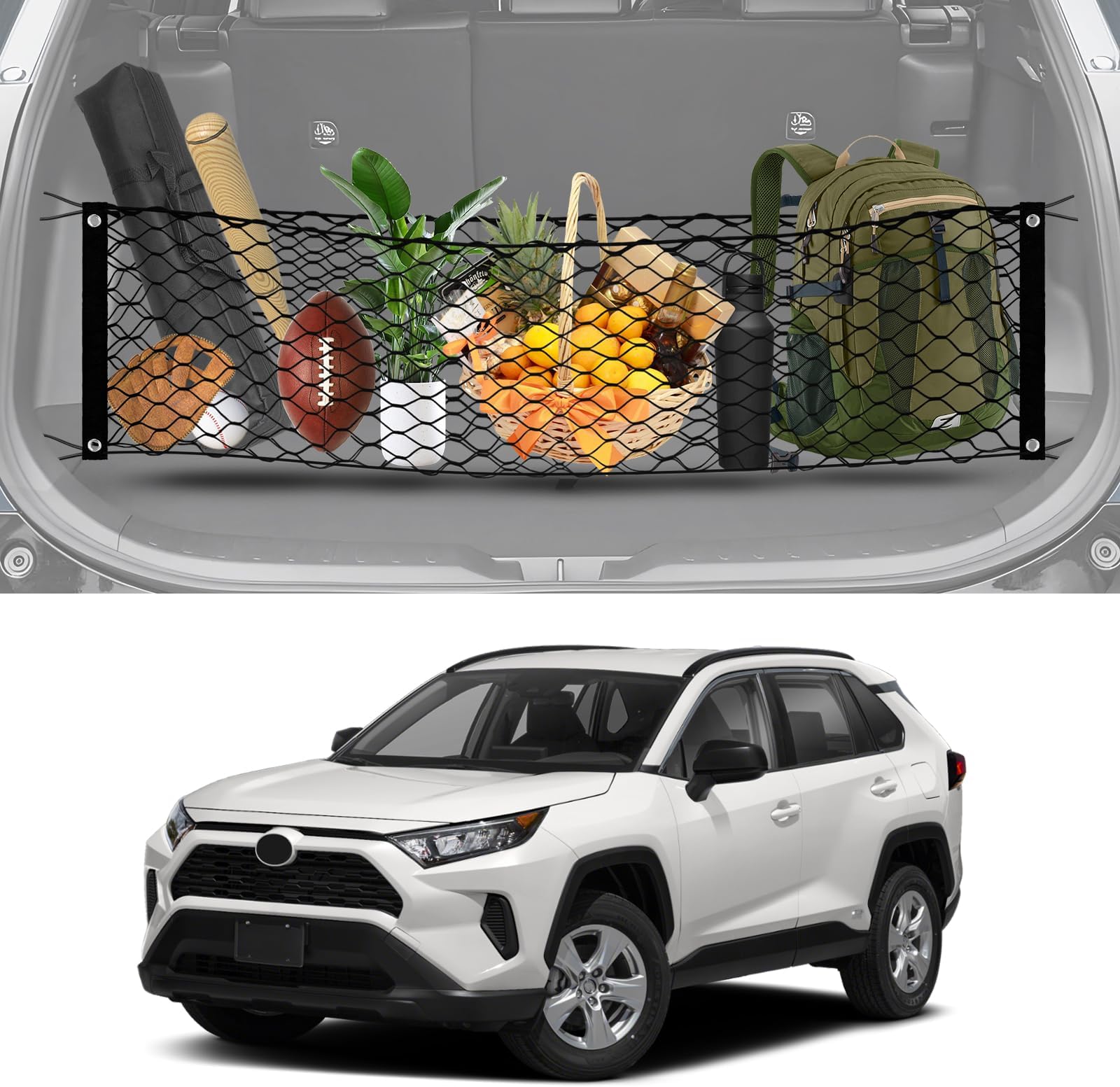 Amazon.com: FIILINES Trunk Mesh Cargo Net for Toyota RAV4 2019-2024 ...