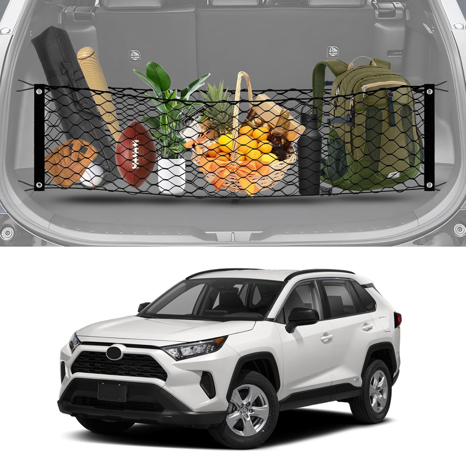 Amazon.com: FIILINES Trunk Mesh Cargo Net for Toyota RAV4 2019-2025 ...