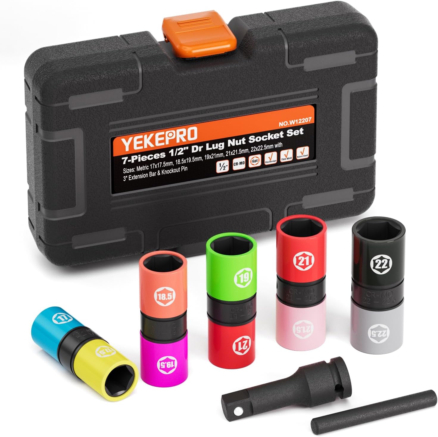 Amazon.com: 1/2-Inch Drive 7pc Half Size Lug Nut Flip Socket Set, Wheel ...